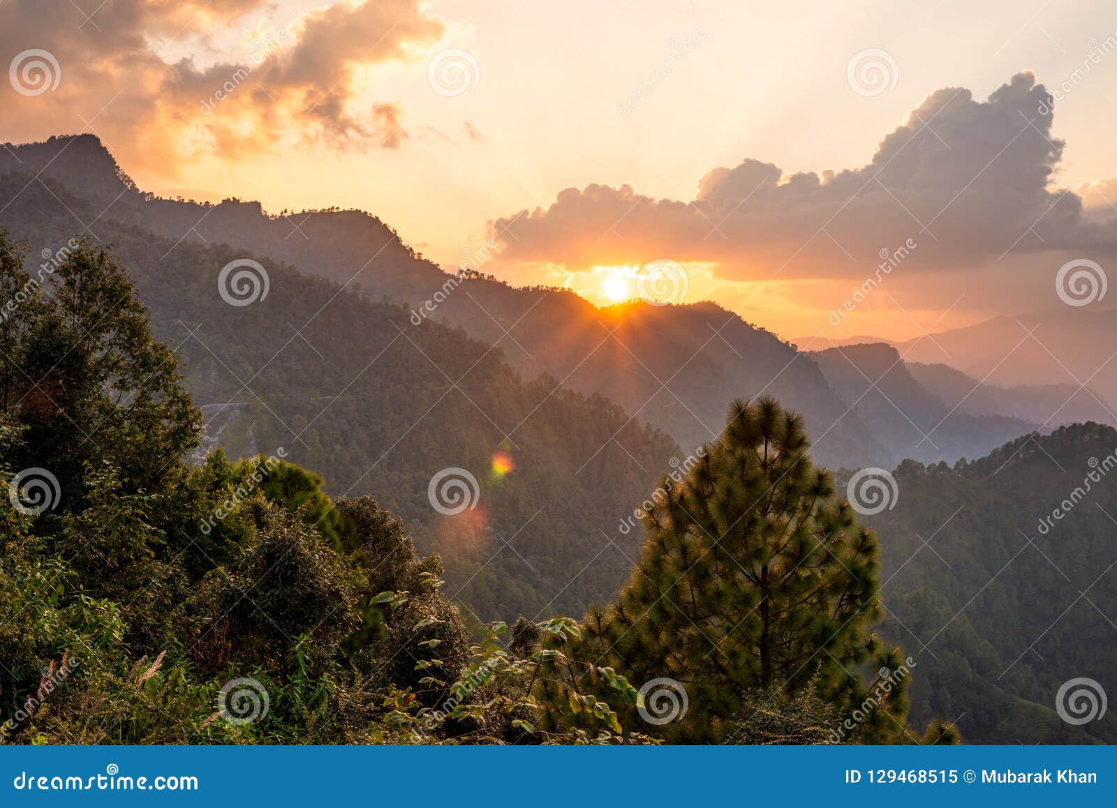 Sunset in Himalayas stock image. Image of third, chopta - 129468515