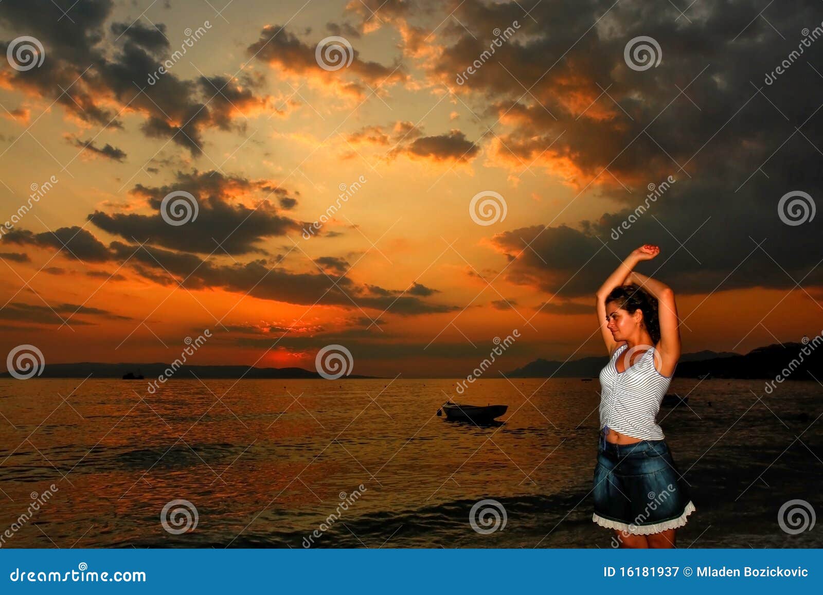 Sunset girl stock image. Image of posing, beauty, woman - 16181937