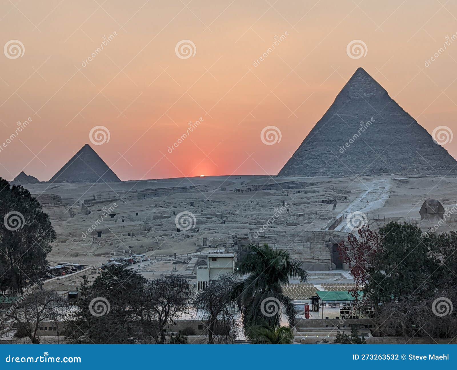 Sunset at Giza Pyramids Egypt Stock Photo - Image of landmark, egypt ...