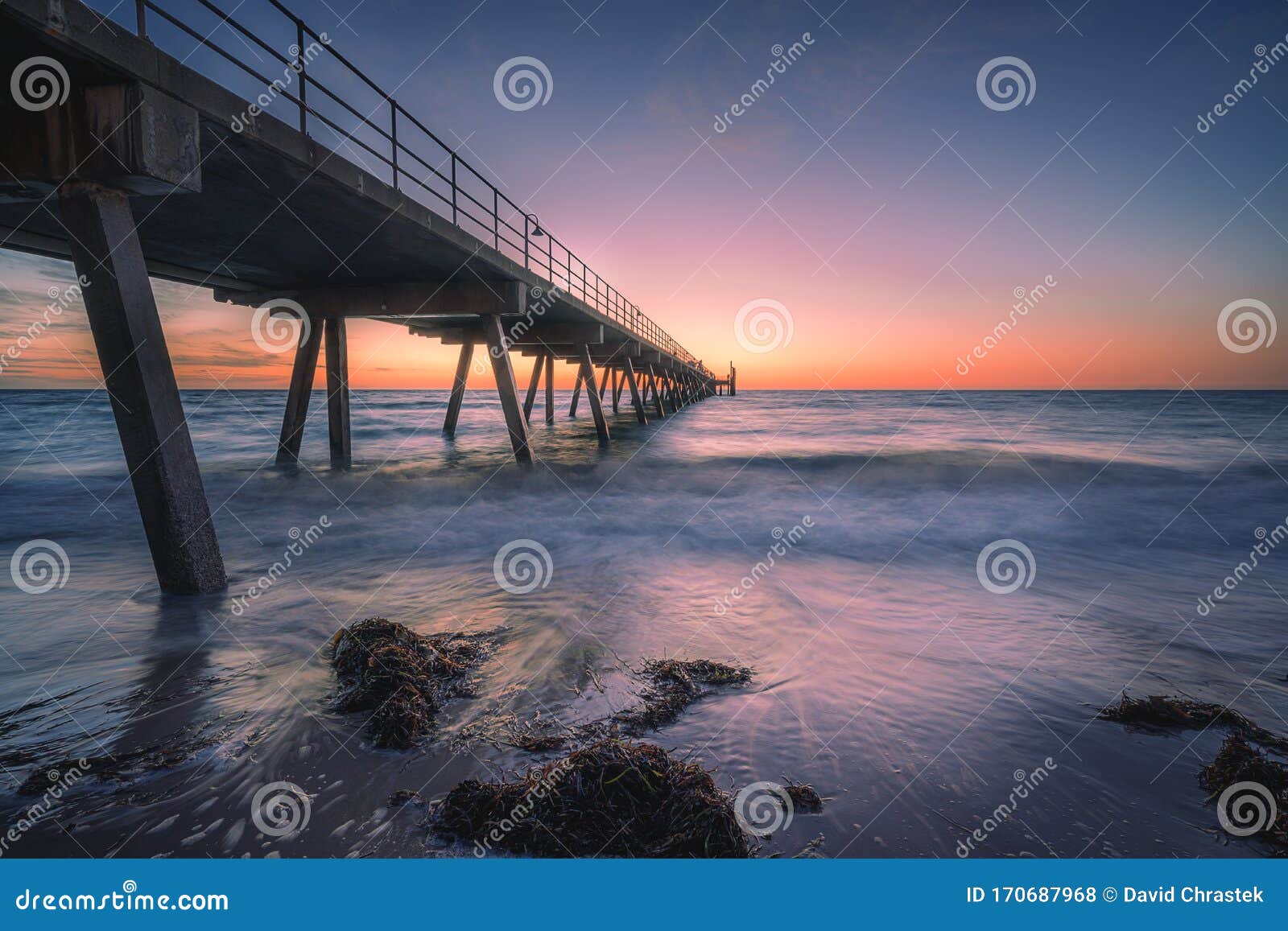 Sunset at Glenelg Jetty, Adelaide, Australia Stock Photo - Image of ...