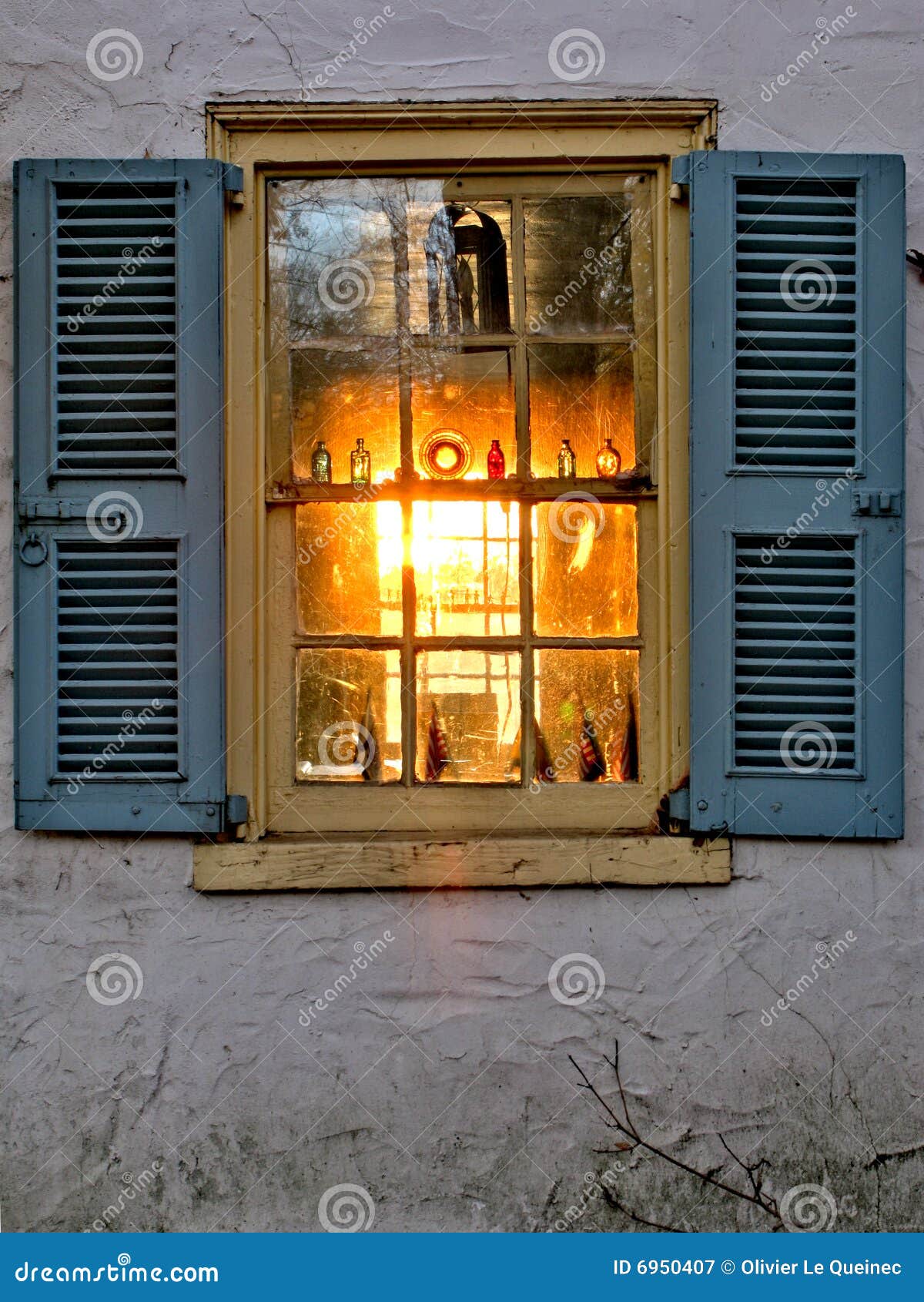 Sunset Glowing through an Old House Window Stock Image - Image of house ...