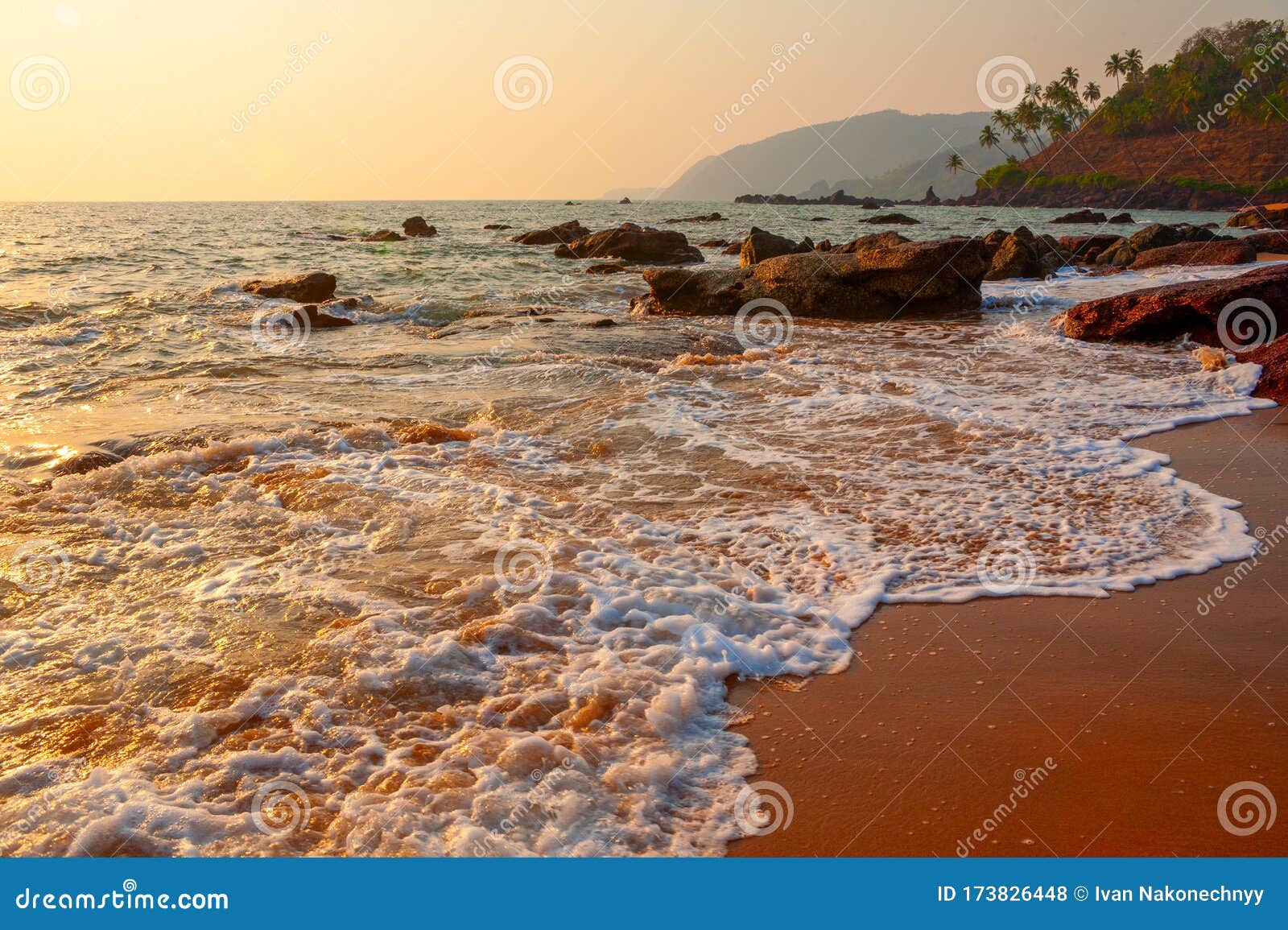 Sunset on Goa. India stock photo. Image of beach, holiday - 173826448