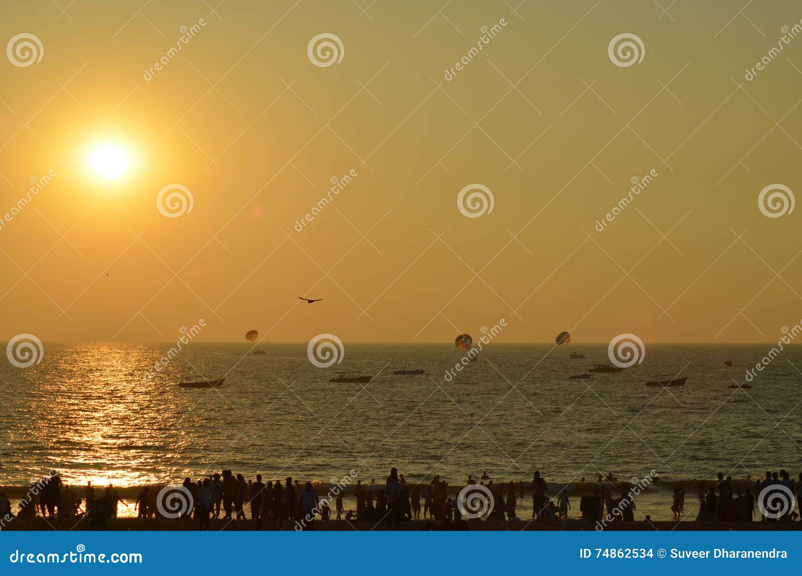 Sunset in Goa Shores stock photo. Image of awesome, view - 74862534