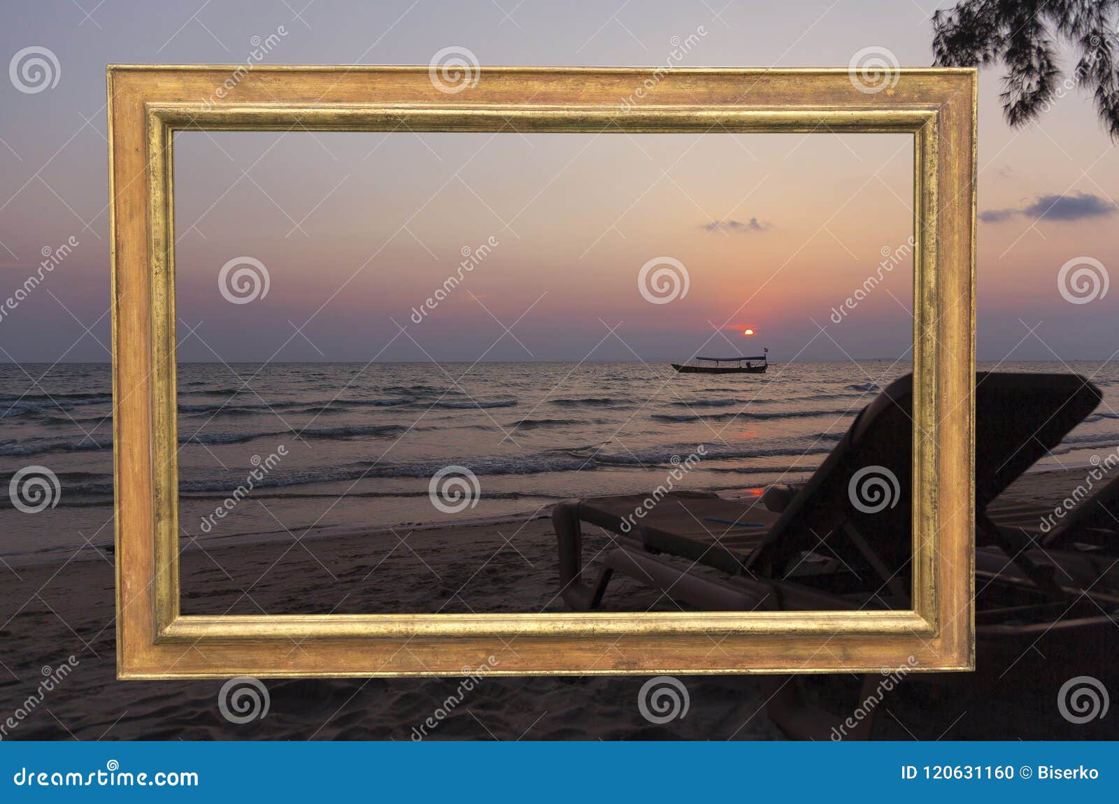 Sunset in the golden frame stock photo. Image of sunrise - 120631160