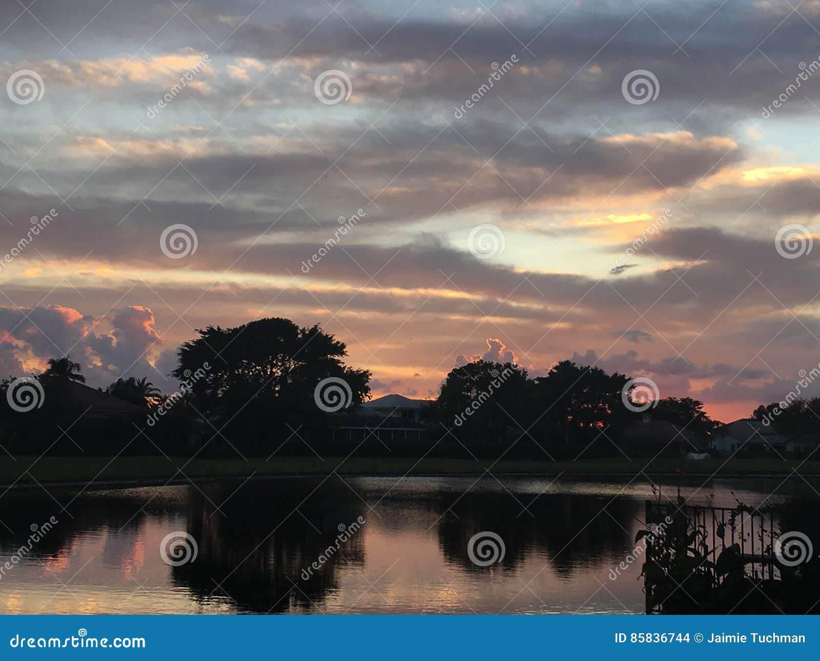 Sunset on the golf course stock photo. Image of pink - 85836744