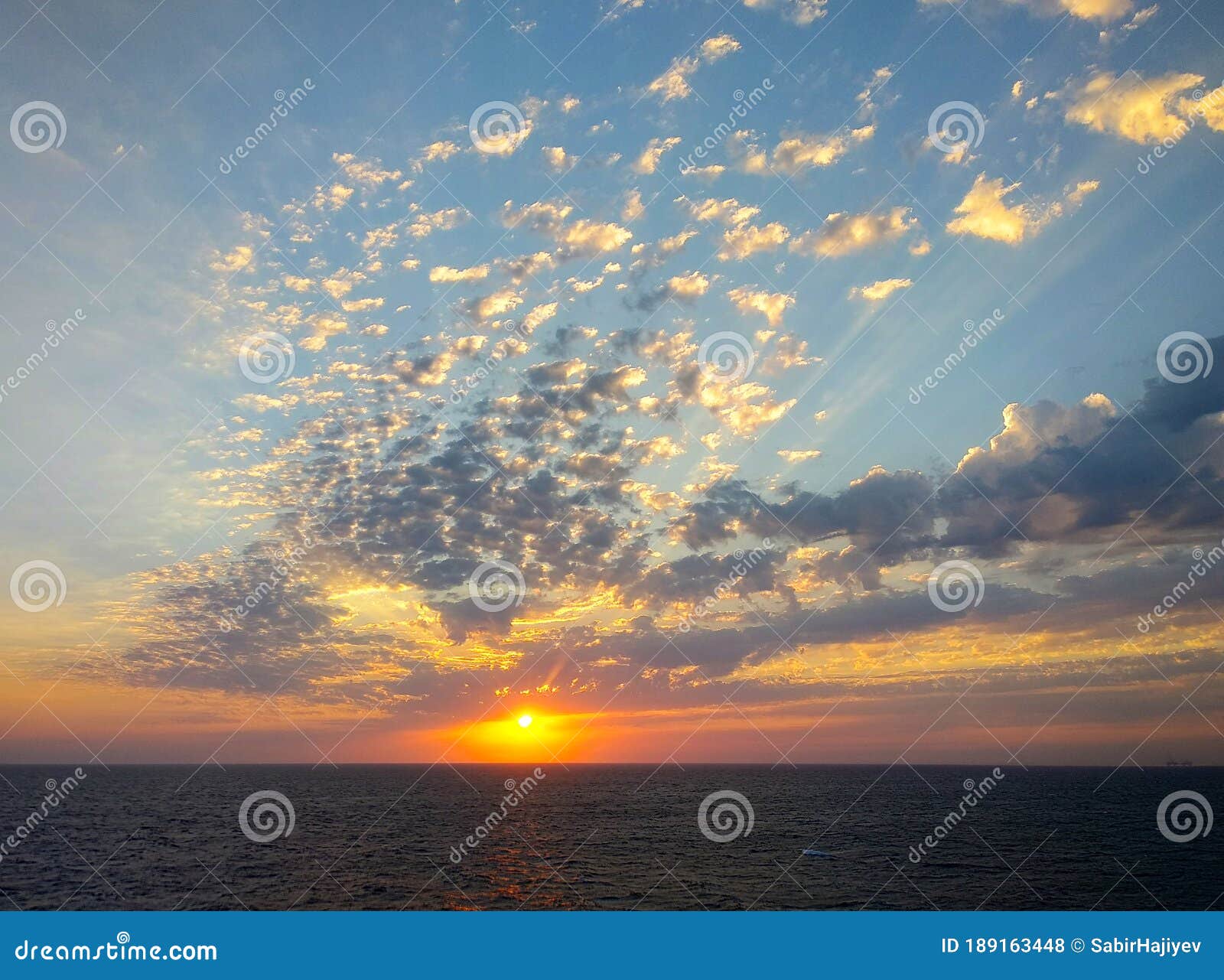 Sunset in the Middle of the Sea. Stock Photo - Image of light, fresh ...