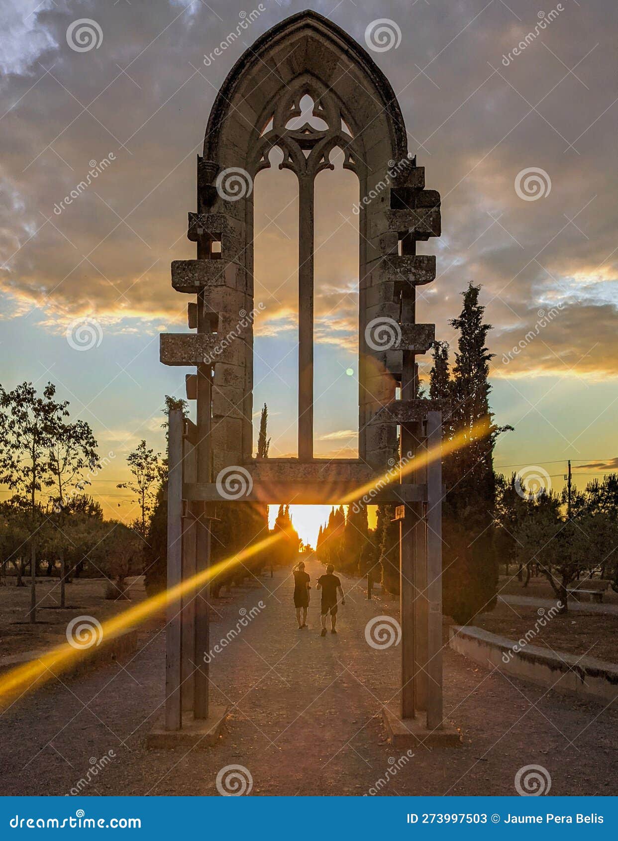 Sunset and Gothic arch stock image. Image of religion - 273997503