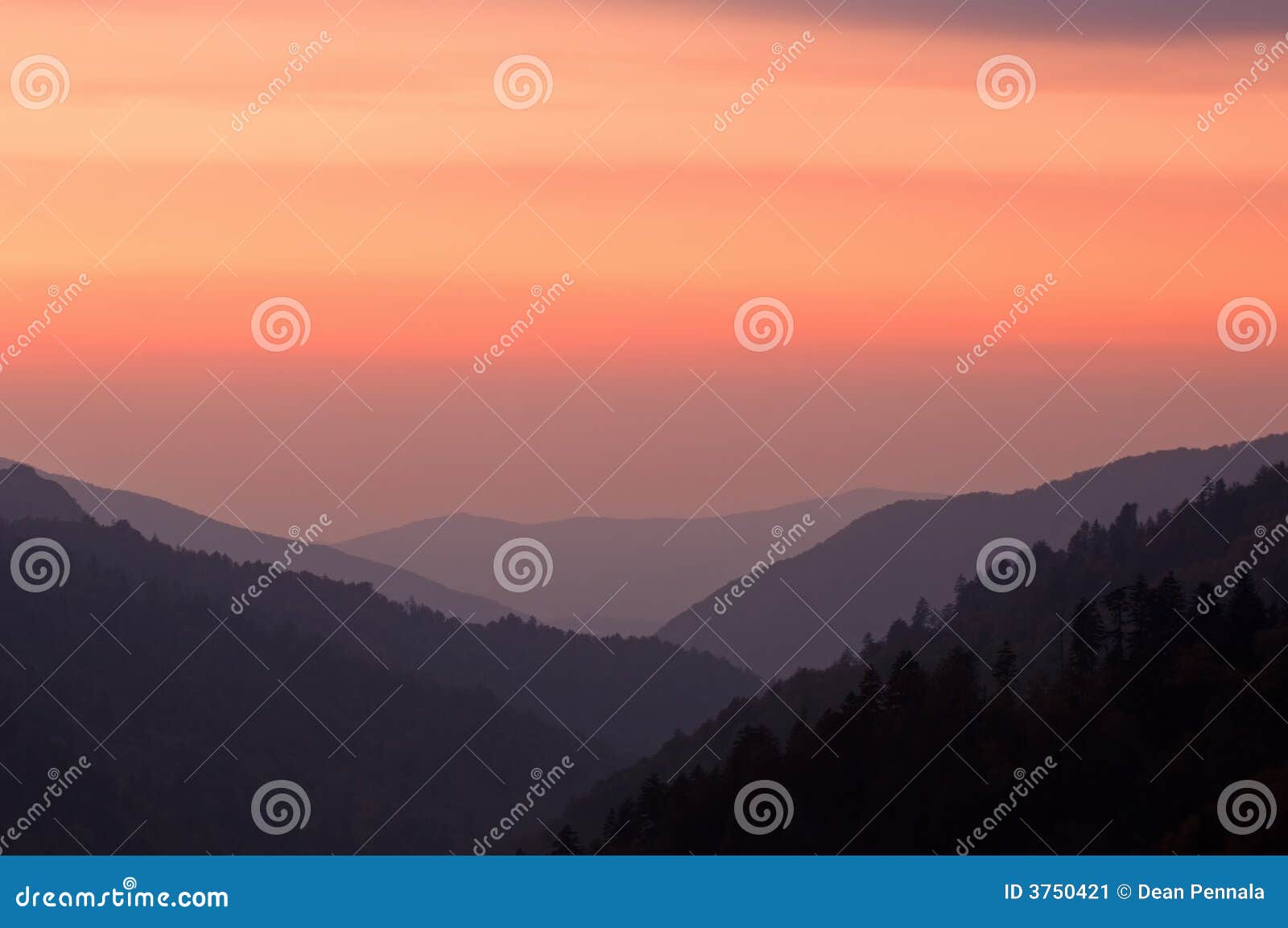 Sunset Great Smoky Mountains Stock Image - Image of national, sunset ...