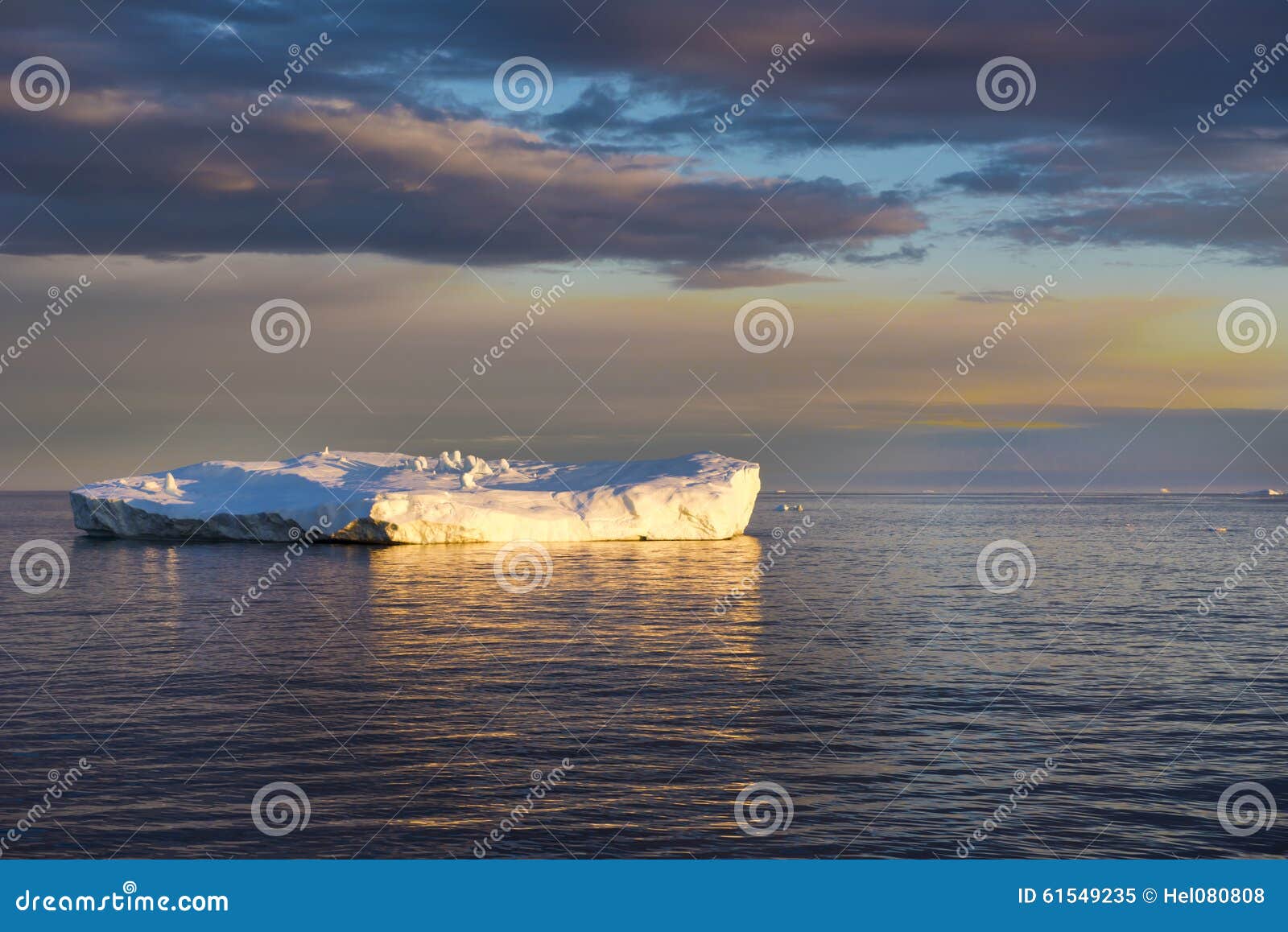 Sunset with Shiny Iceberg, Reflecting in Arctic Ocean Iceberg ...