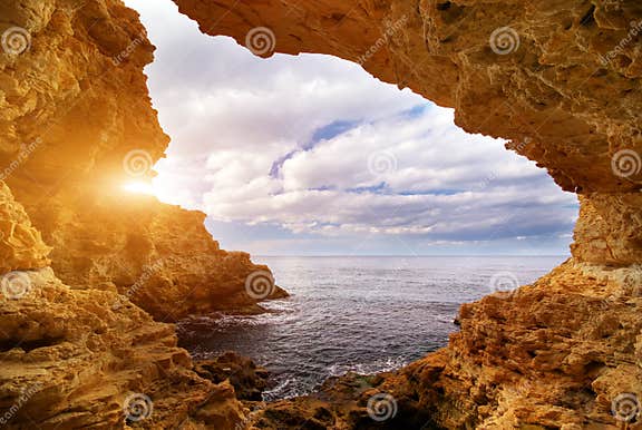 Sunset into grotto stock image. Image of deep, cave, outdoor - 18381219