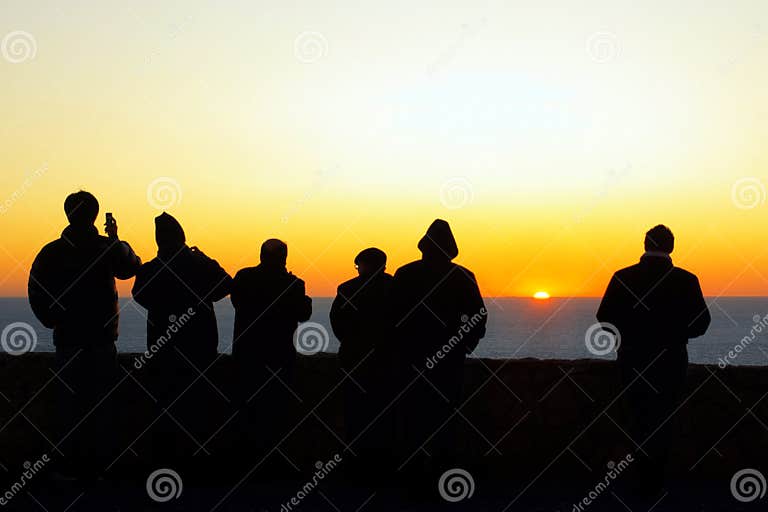 Sunset Group stock image. Image of dawn, hand, cape, sightseeing - 13065545