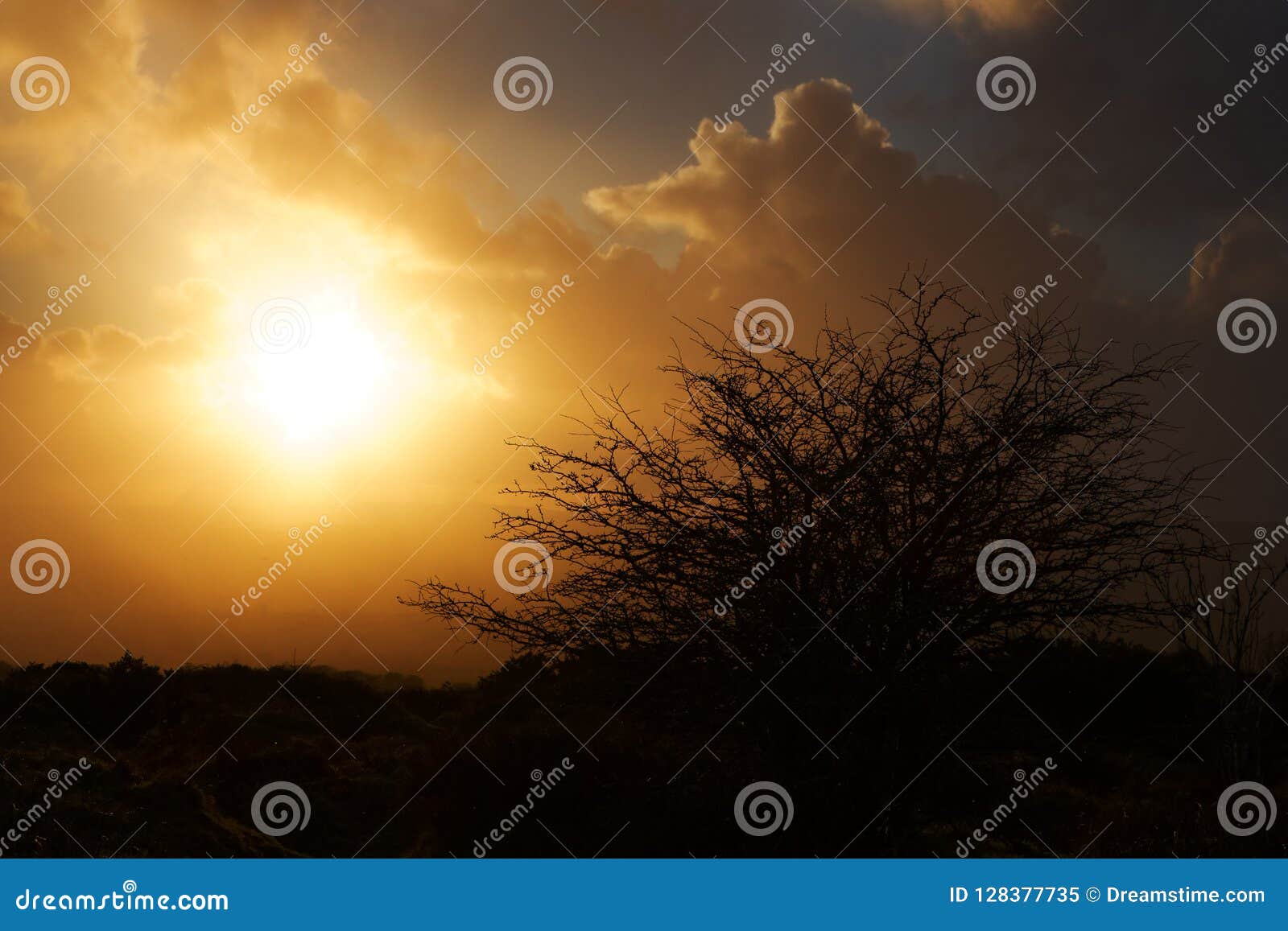 Sunset in a Hail Storm on Kit Hill, Cornwall Stock Image - Image of ...