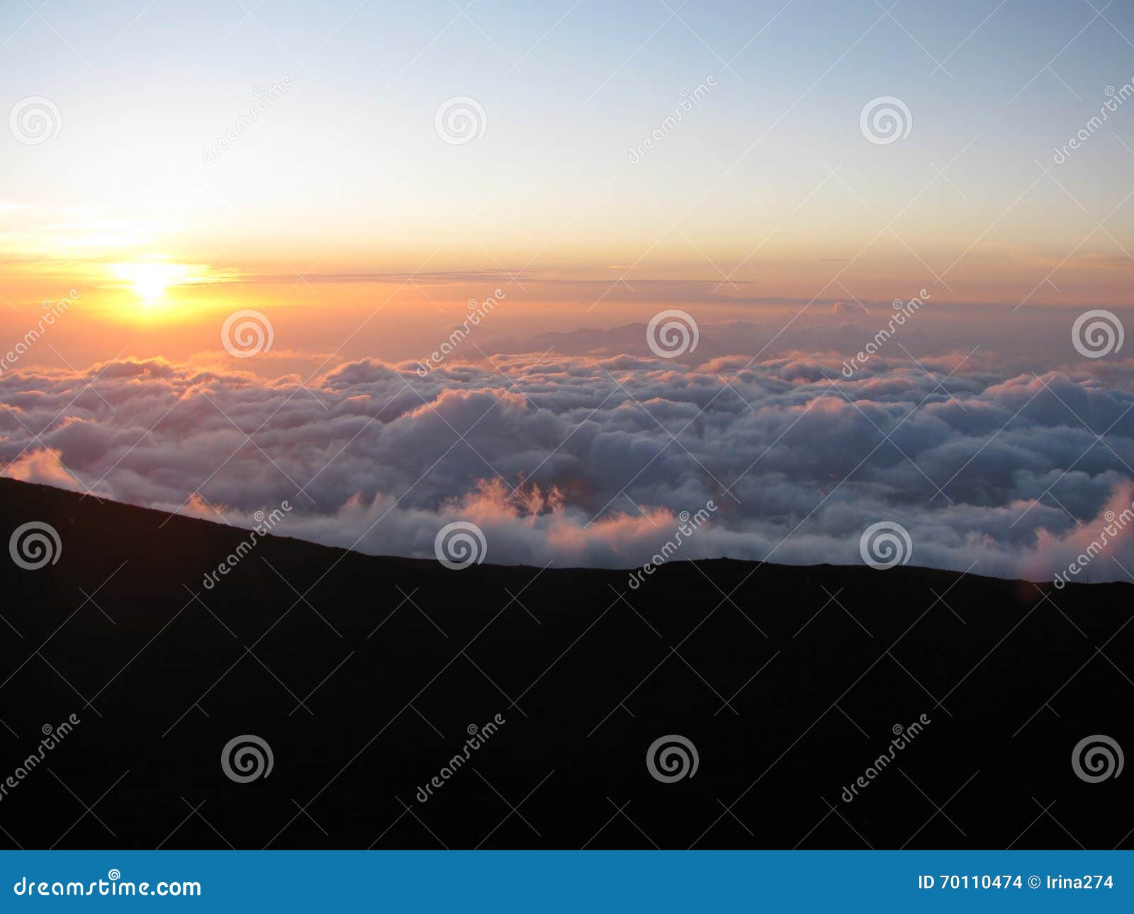 Sunset from Haleakala Crater in Maui, Hawaii Stock Photo - Image of ...