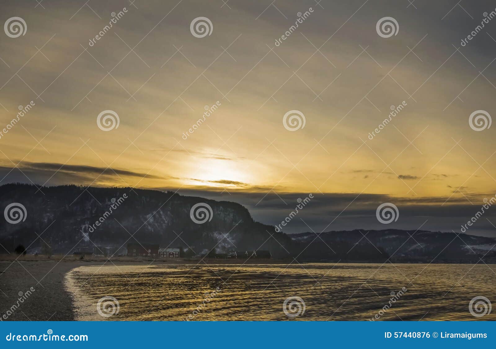 Sunset with Halo stock photo. Image of mountains, fjord - 57440876