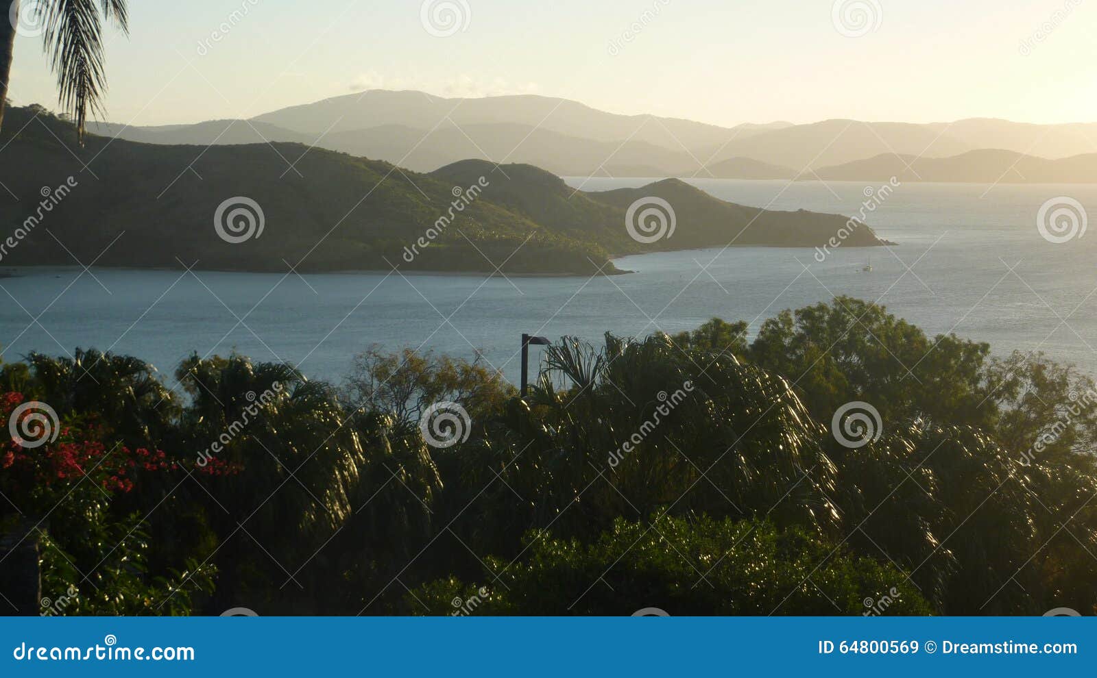 Sunset on Hamilton Island stock image. Image of hill - 64800569