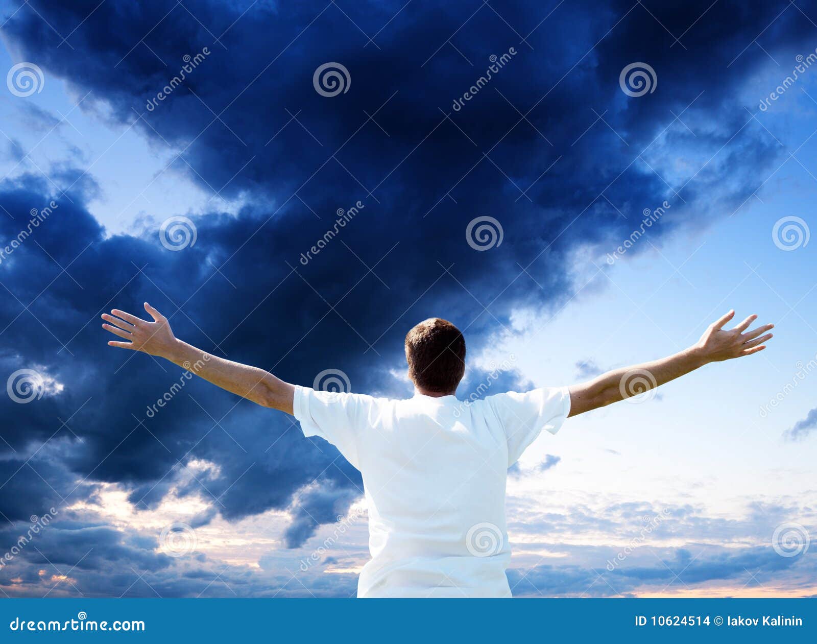 Sunset and happy man stock photo. Image of relax, rest - 10624514