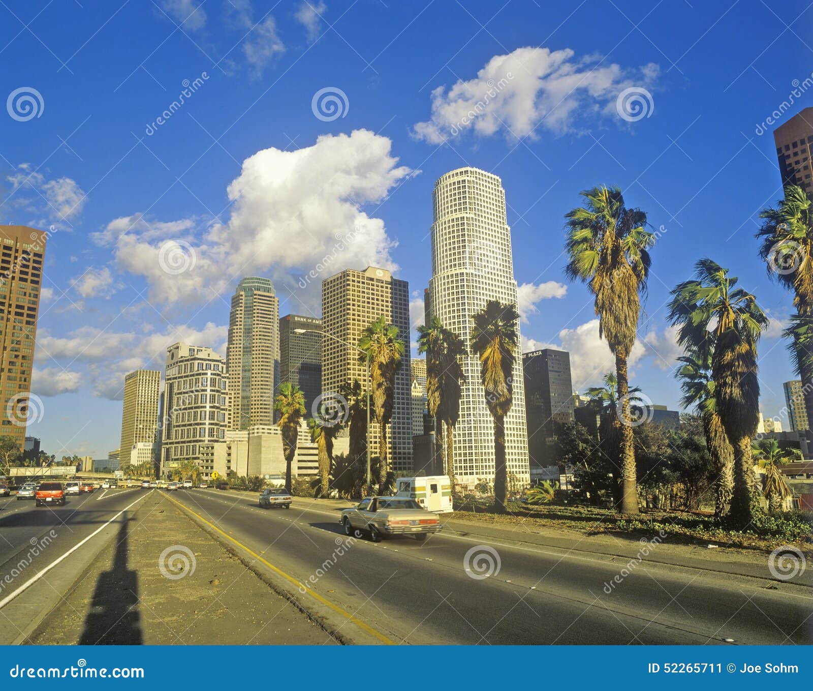 Sunset on the Harbor Freeway at Rush Hour, Los Angeles, California ...
