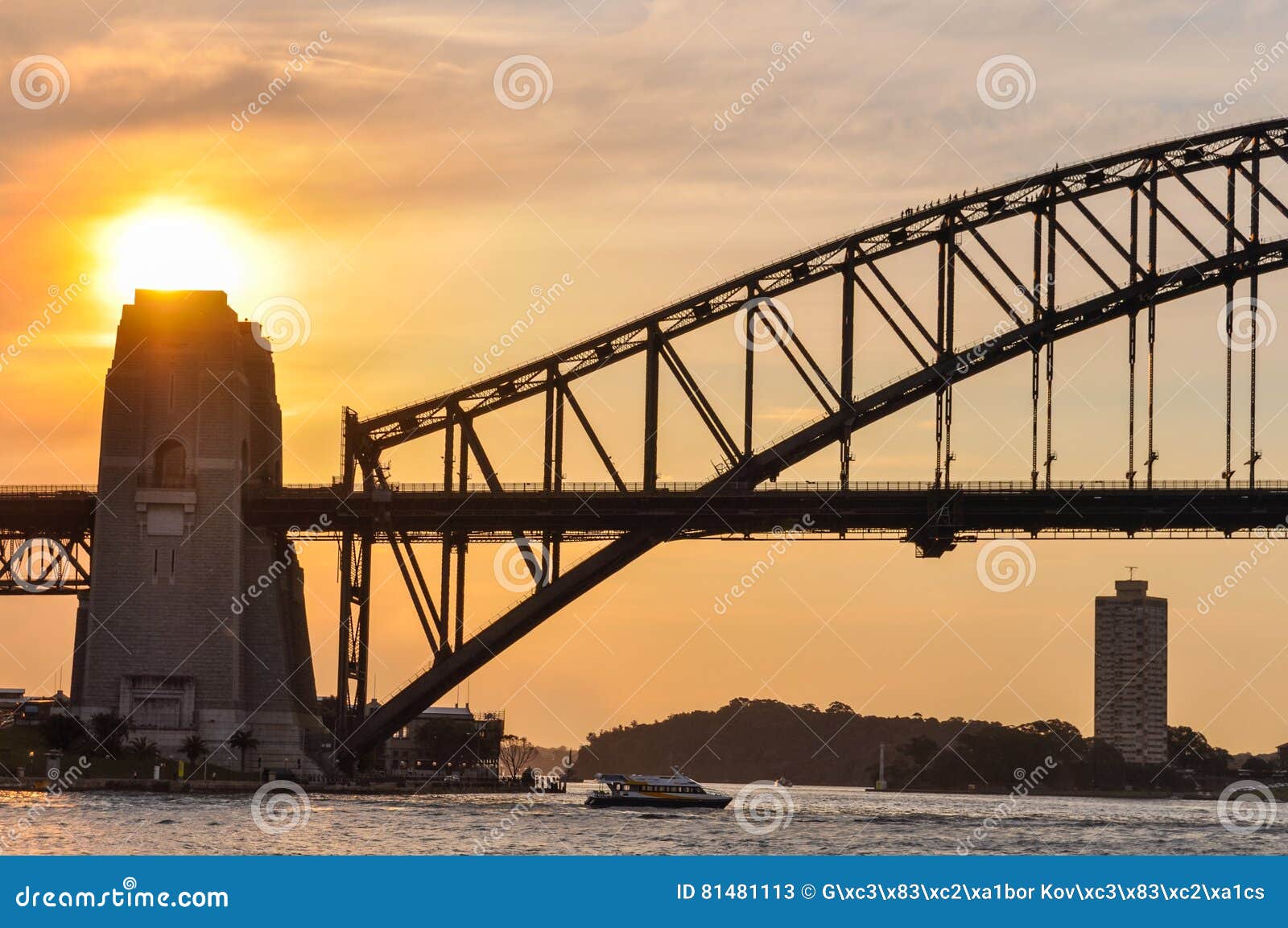 Sunset at the Harbour Bridge in Sydney, Australia Stock Image - Image ...
