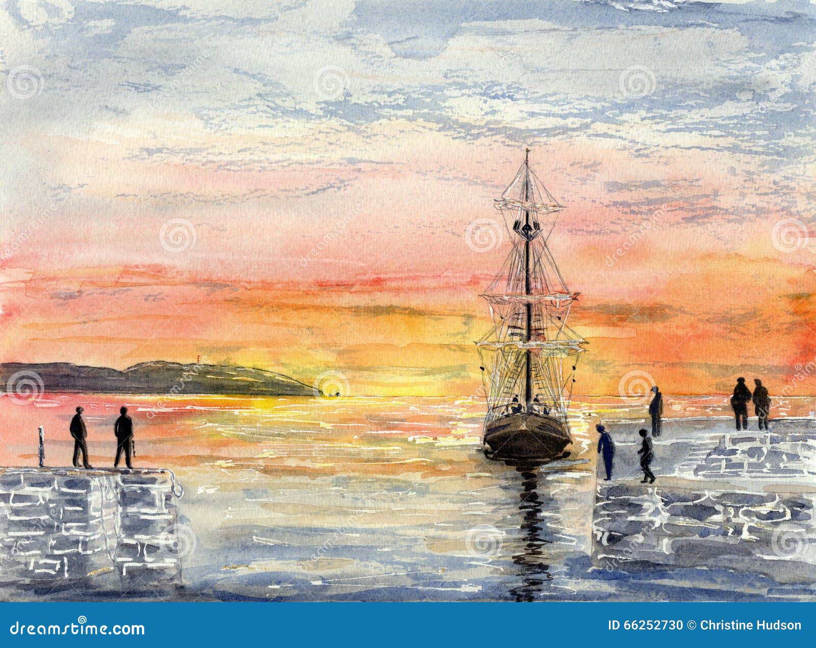 Sunset Harbour stock illustration. Illustration of media - 66252730