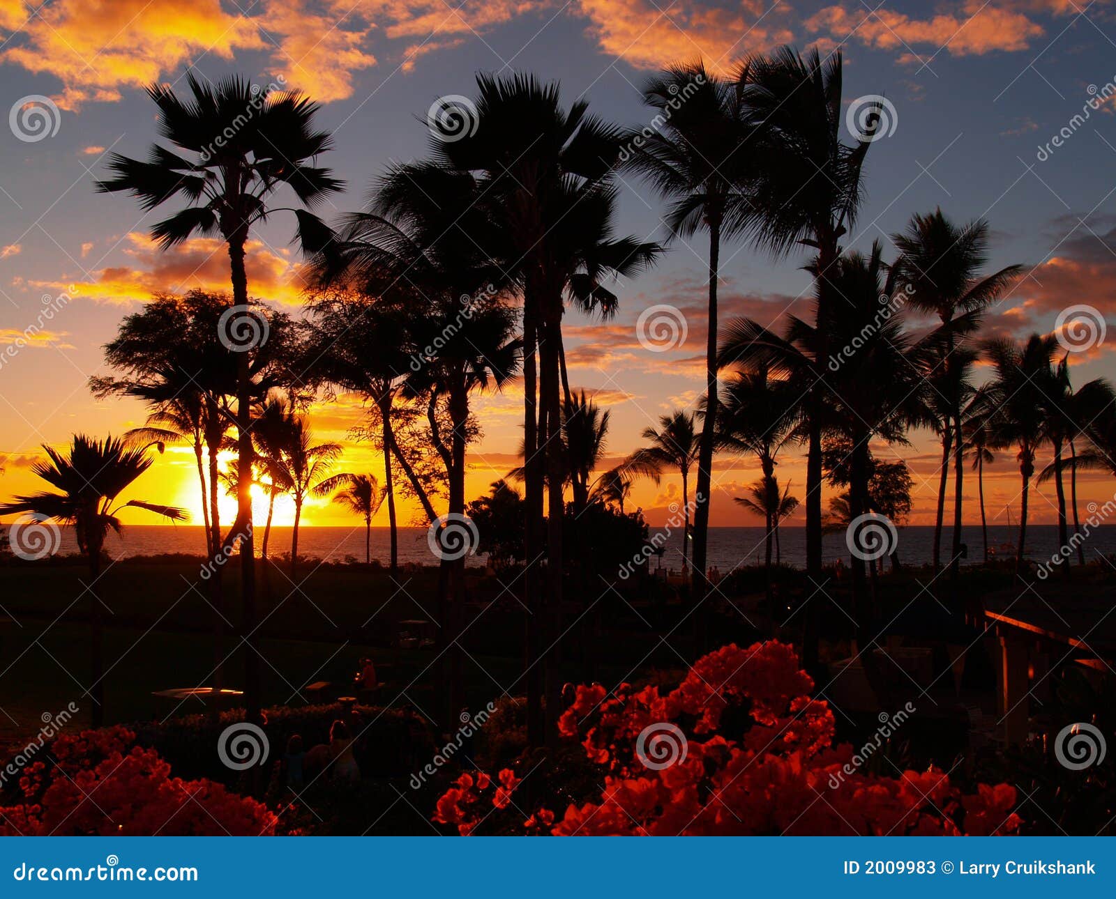 Sunset at Hawaiian luau. stock image. Image of clouds - 2009983