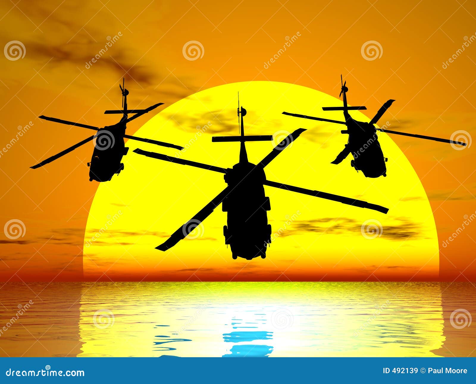 Sunset Helicopters stock illustration. Illustration of technology - 492139