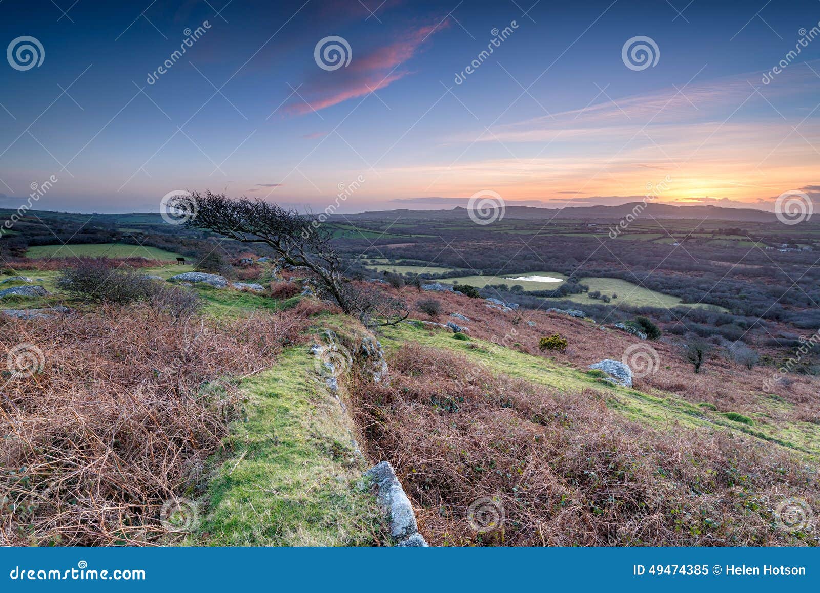 Sunset at Helman Tor in Cornwall Stock Image - Image of moorland ...