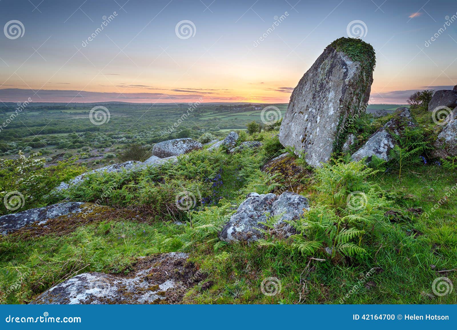 Sunset at Helman Tor in Cornwall Stock Photo - Image of setting ...