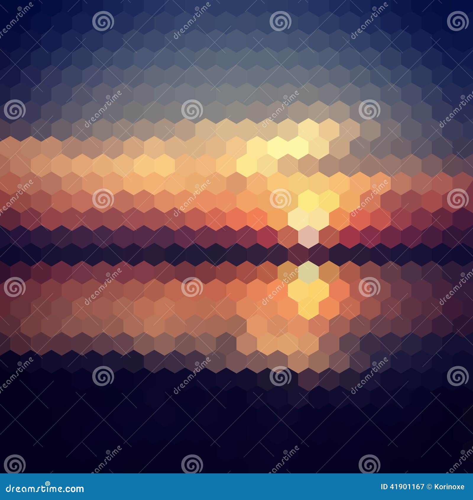 Sunset hexagon background stock vector. Illustration of retro - 41901167