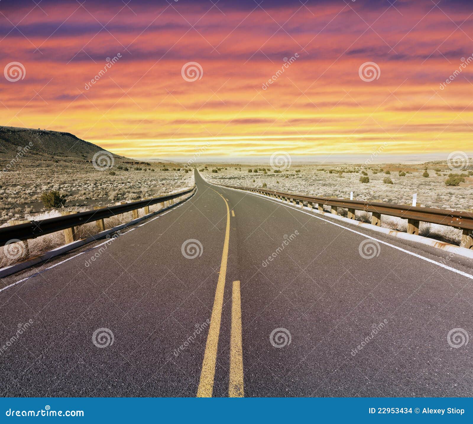 Sunset Highway stock photo. Image of sign, vibrant, desert - 22953434