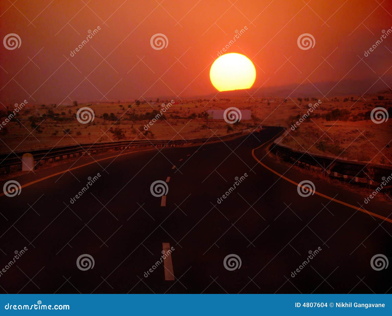 Sunset Highway Road Mountains Glow Journey Cottage Stock Photo ...