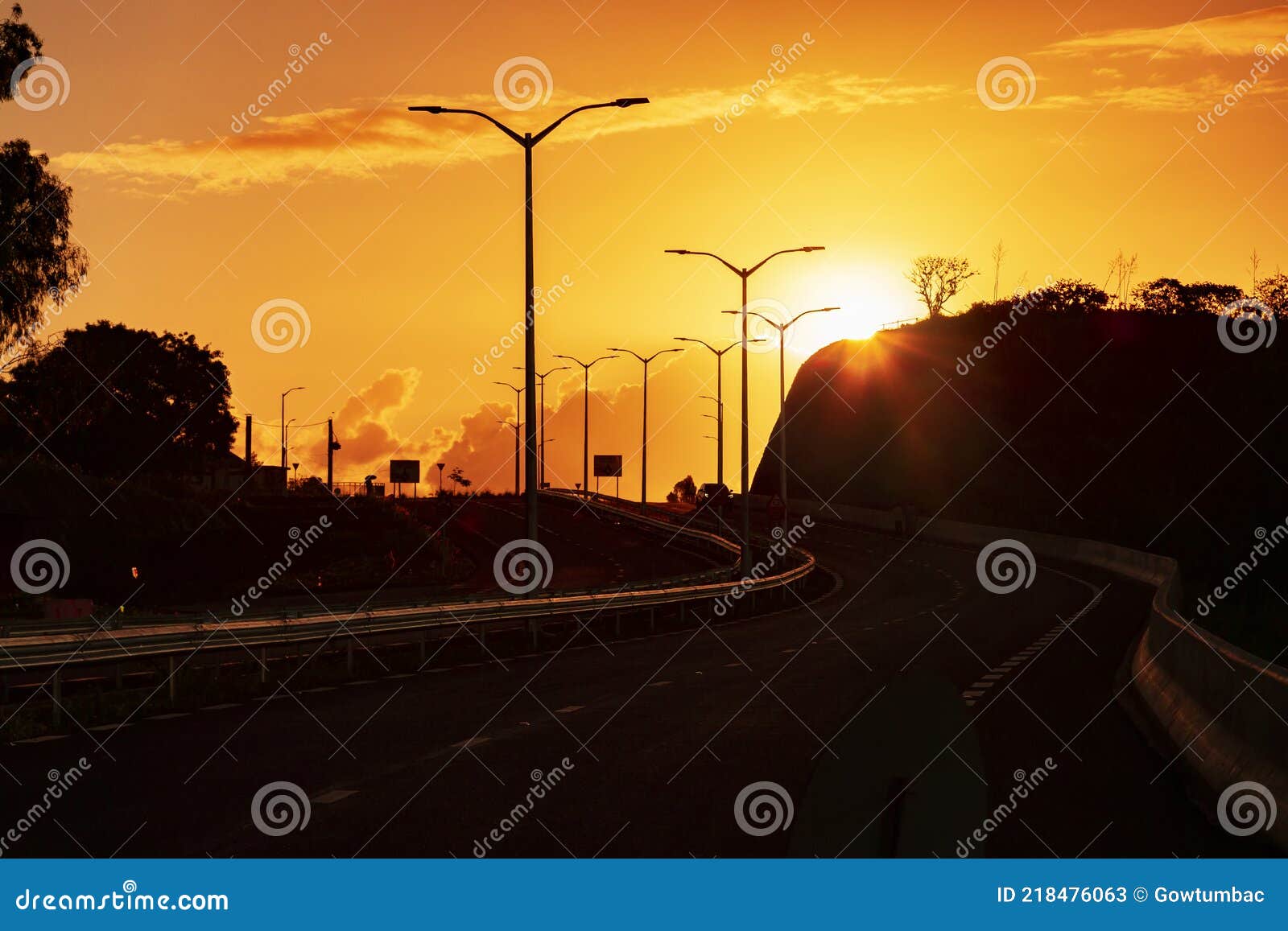 Sunset on Highway in Mauritius. Stock Image - Image of asphalt, cars ...