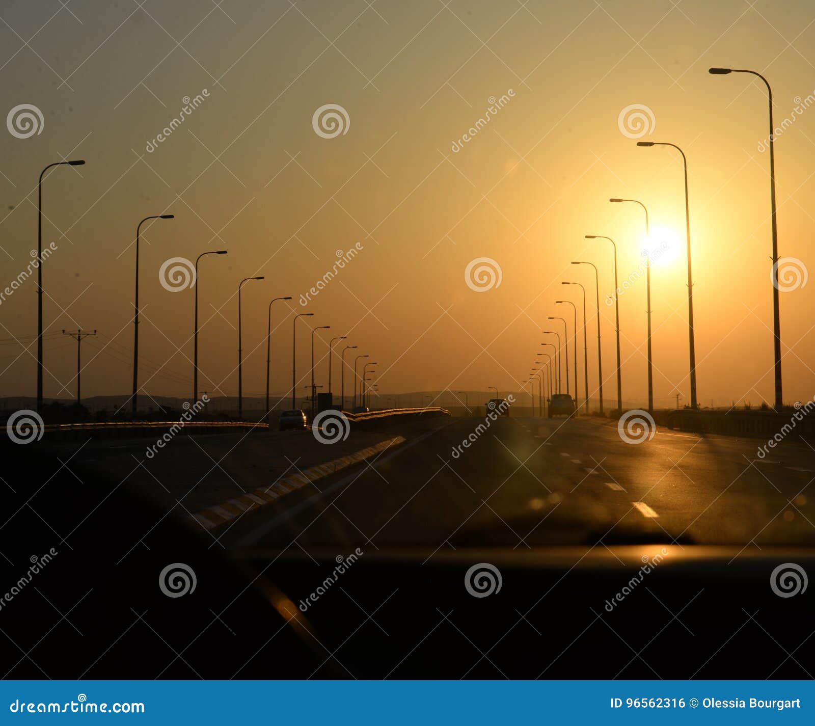 Sunset on highway stock photo. Image of highway, scenery - 96562316
