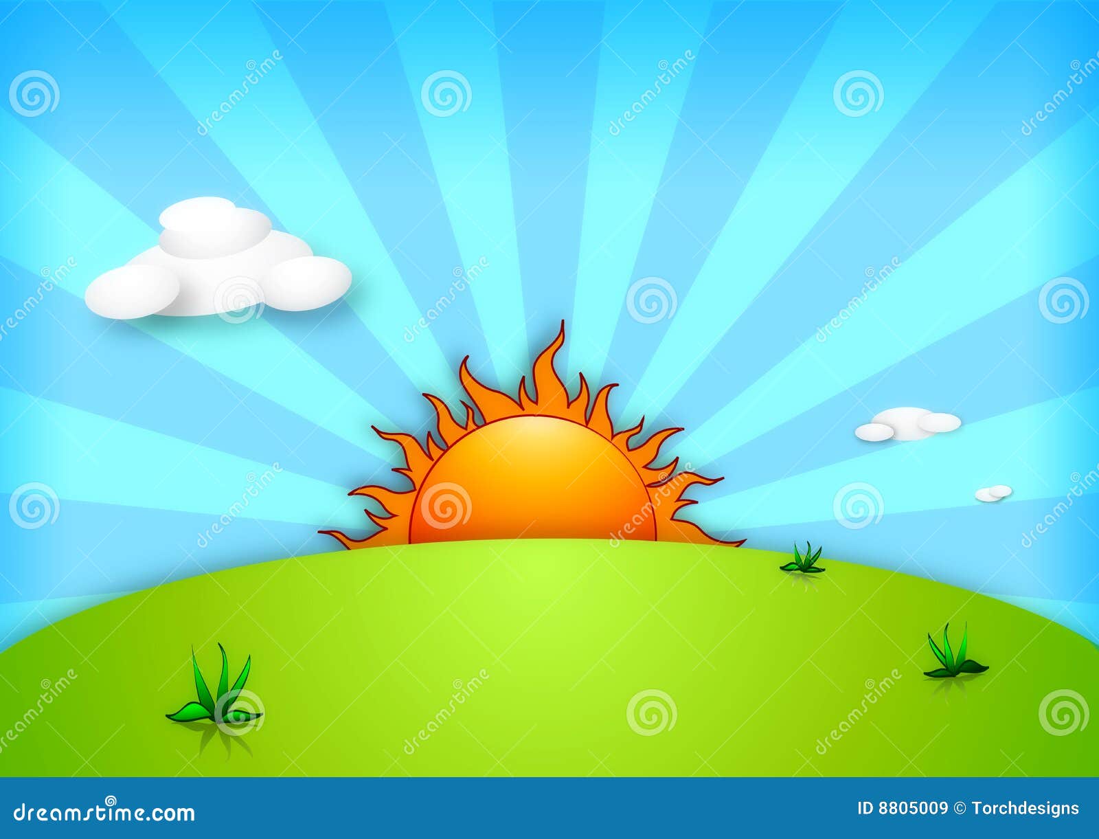 Sunset Hill Illustration Background Royalty-Free Stock Photo ...