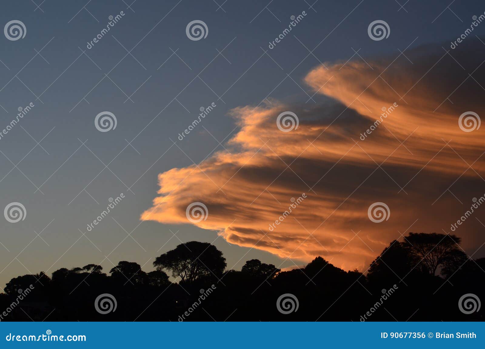 Sunset in Hillcrest stock photo. Image of cloud, trees - 90677356