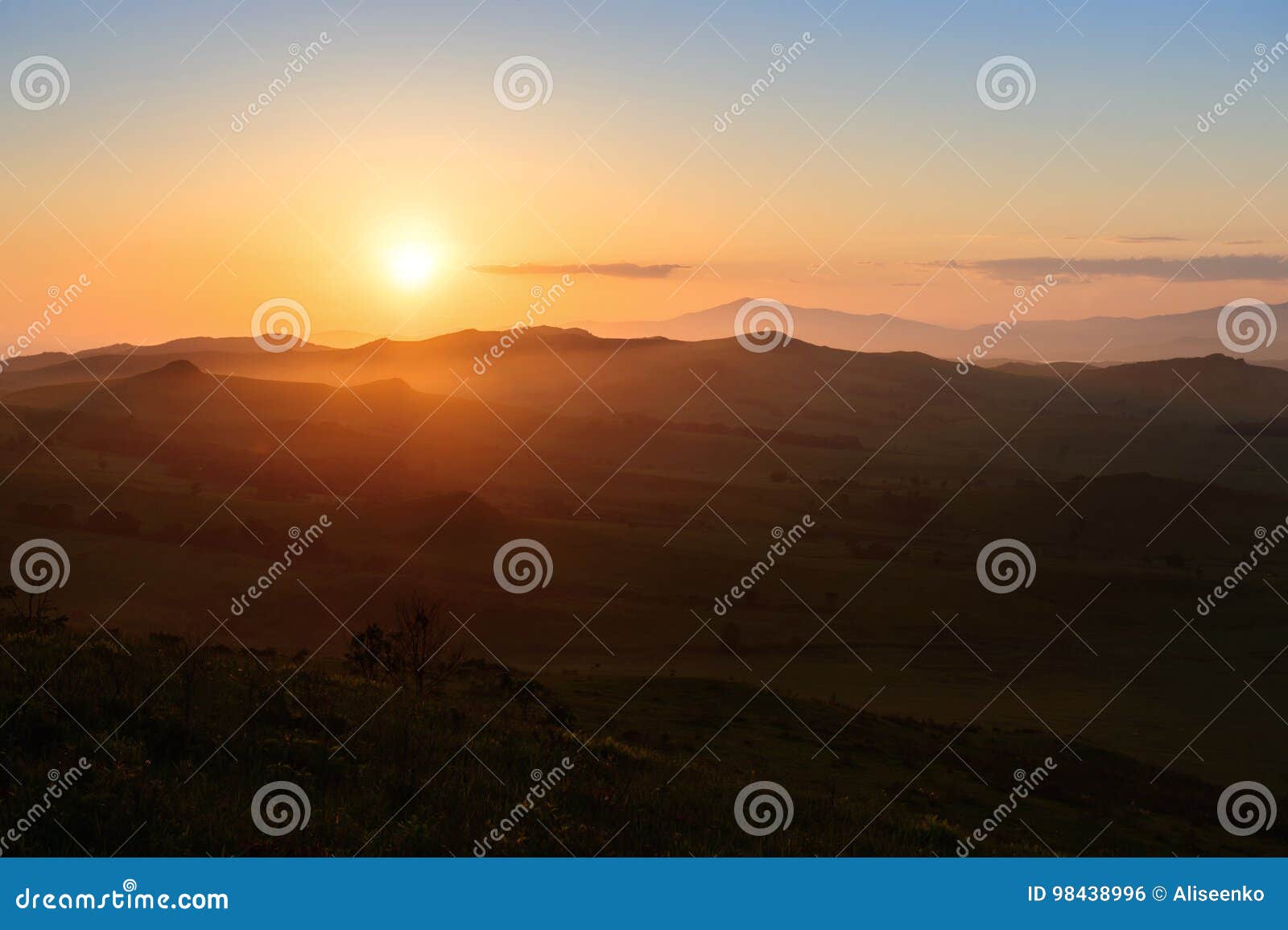 Sunset in the hills stock photo. Image of nature, outdoor - 98438996
