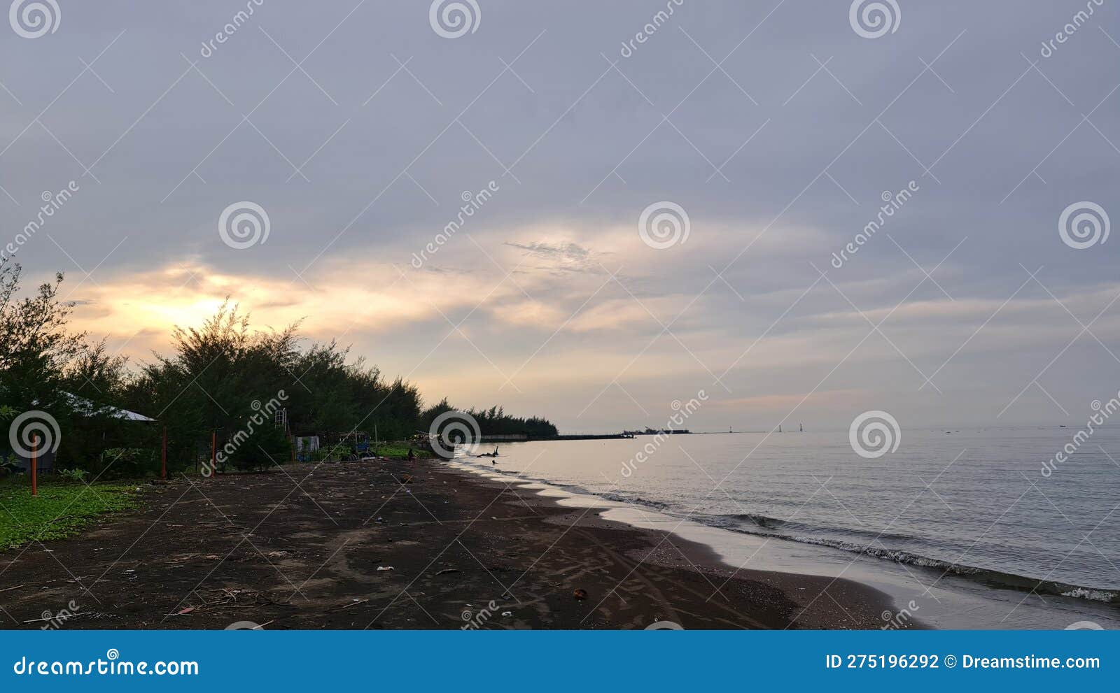 Sunset in the Historical Beach at West Java Stock Photo - Image of west ...