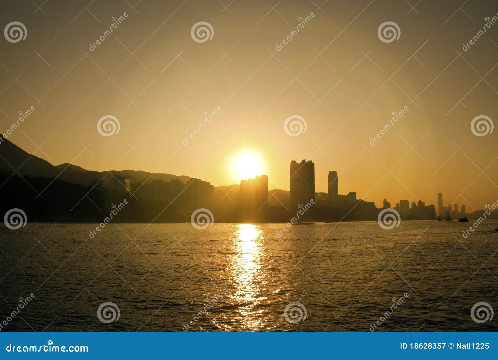 Sunset in Hong Kong stock image. Image of dramatic, lake - 18628357