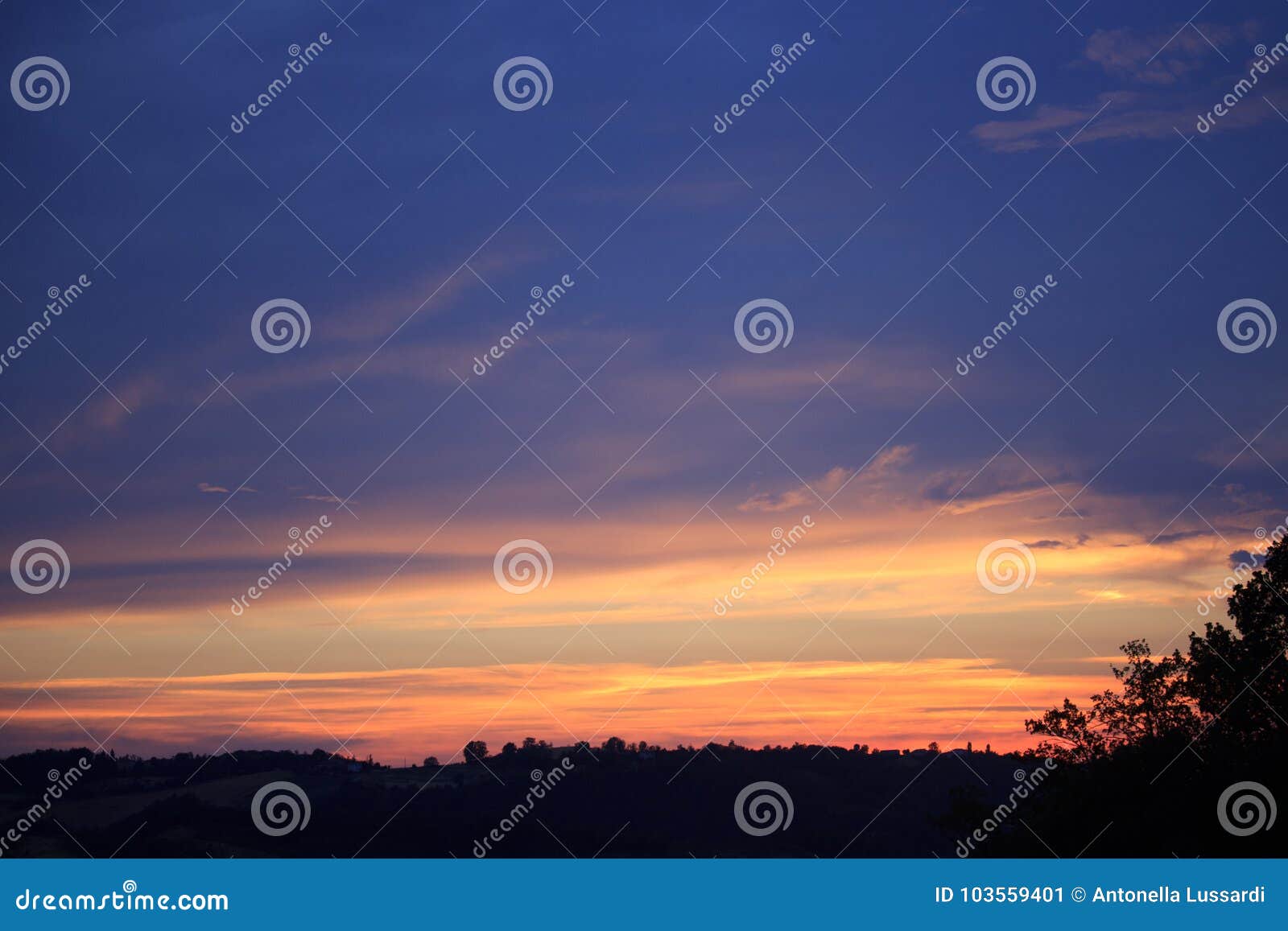 Sunset Horizon in the Hill stock image. Image of bright - 103559401