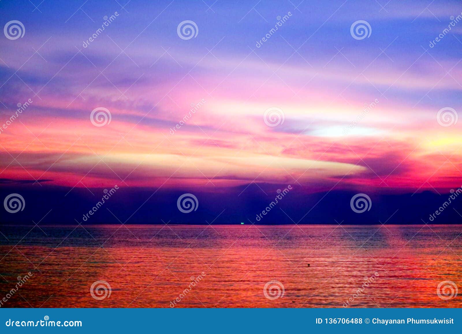 Sunset on Horizontal Line Sea Evening Night Sky before Storm Stock ...