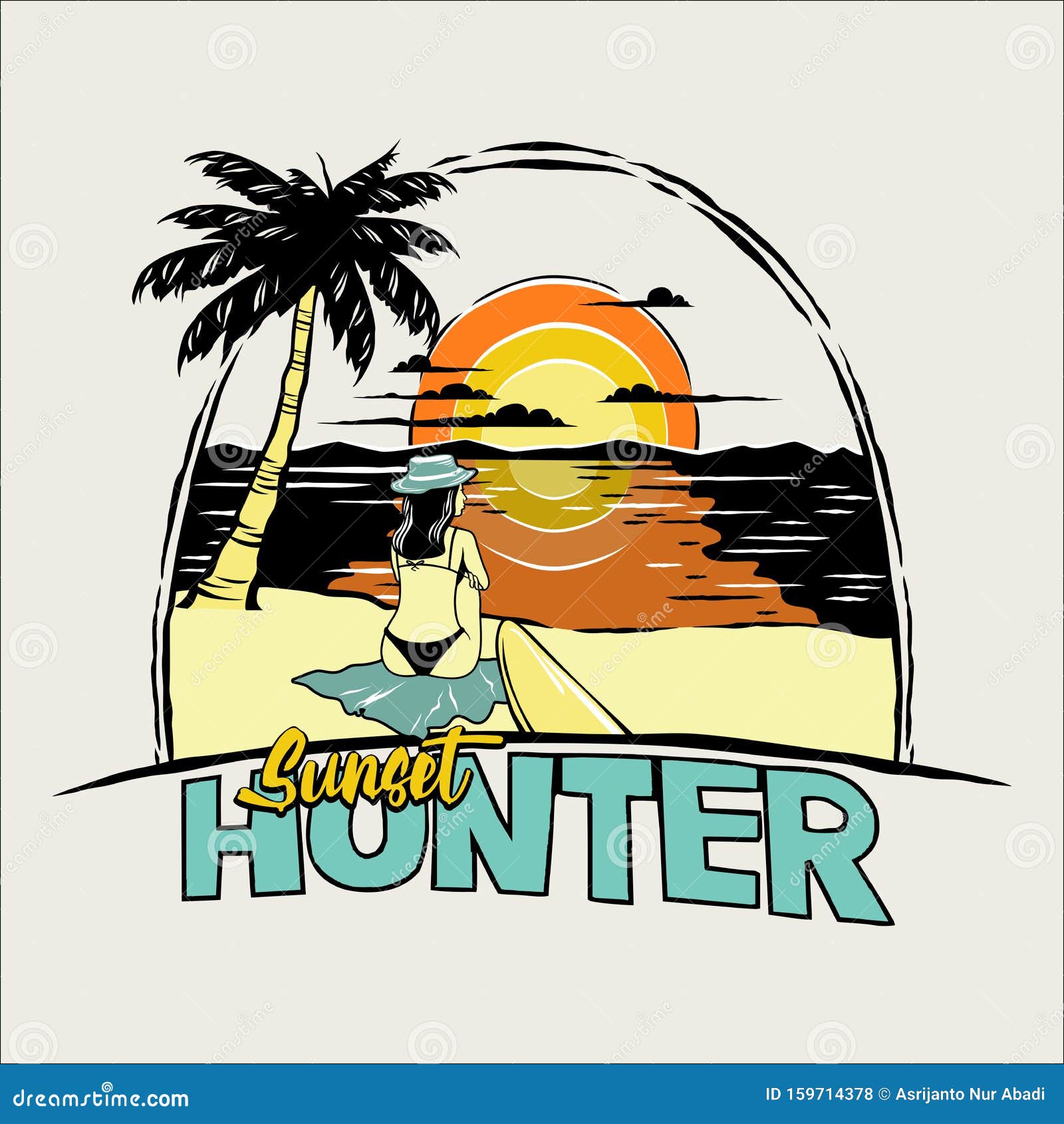 Sunset Hunter Vectors Illustration Stock Vector - Illustration of ...