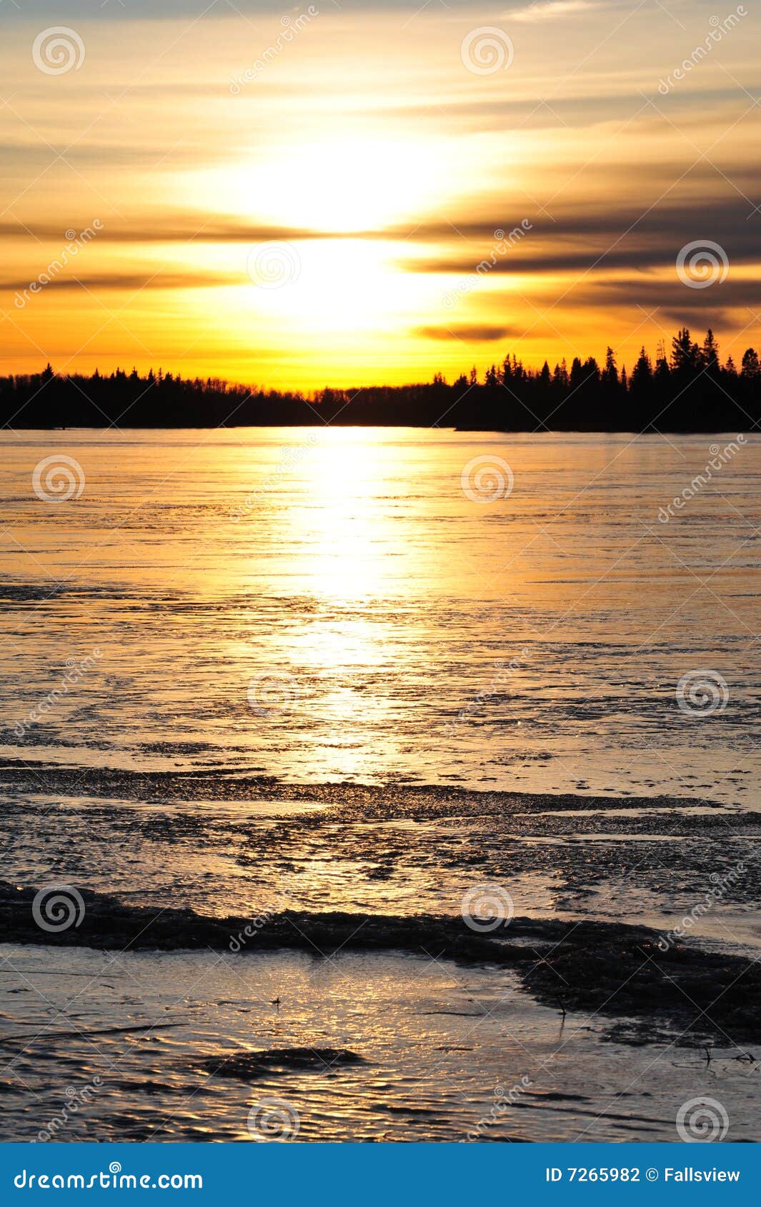Sunset on ice lake stock photo. Image of nature, lakeside - 7265982