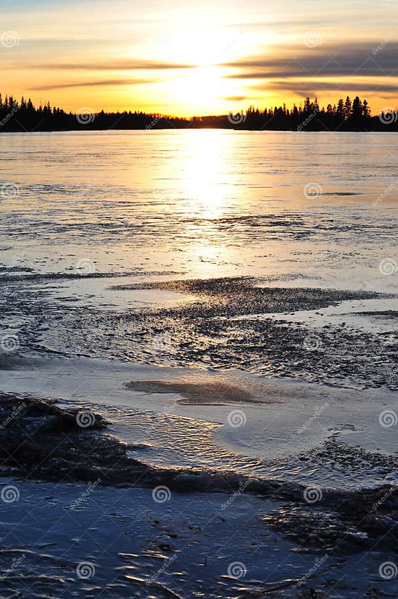 Sunset on ice lake stock photo. Image of nature, lake - 7331692
