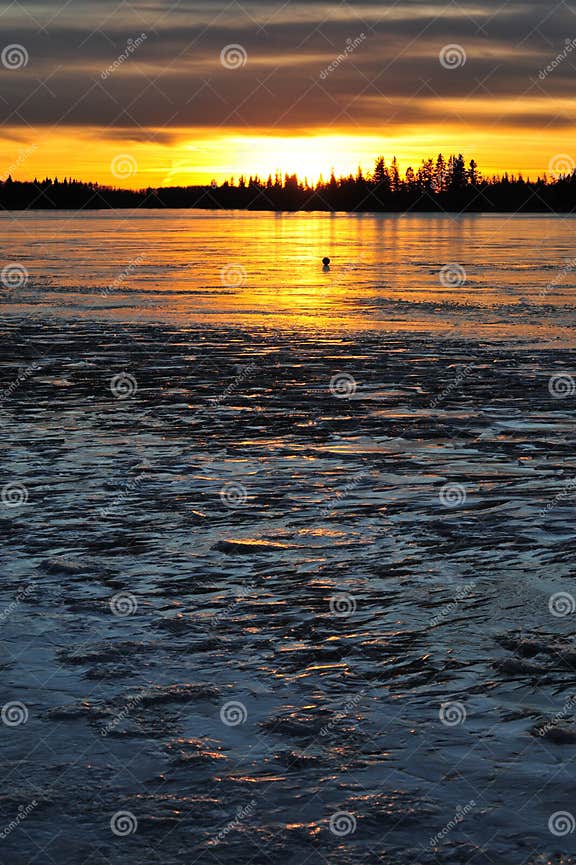 Sunset on ice lake stock image. Image of seasonal, scene - 7342067
