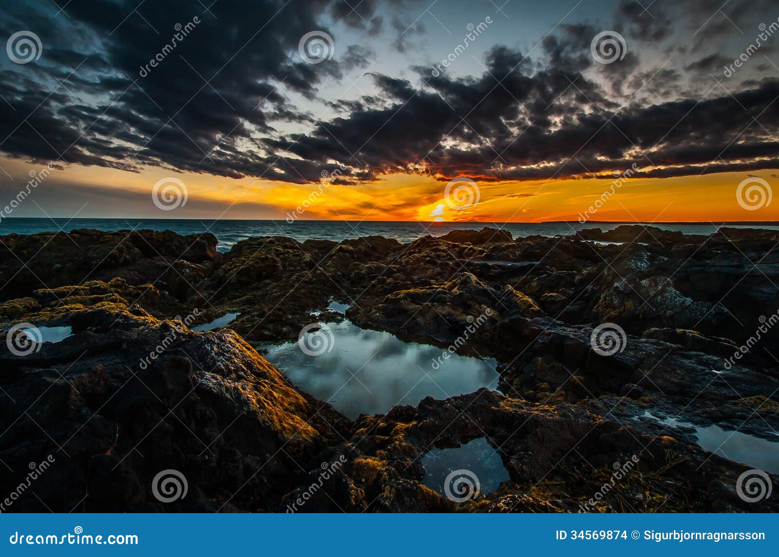 Sunset in Iceland stock photo. Image of holiday, black - 34569874