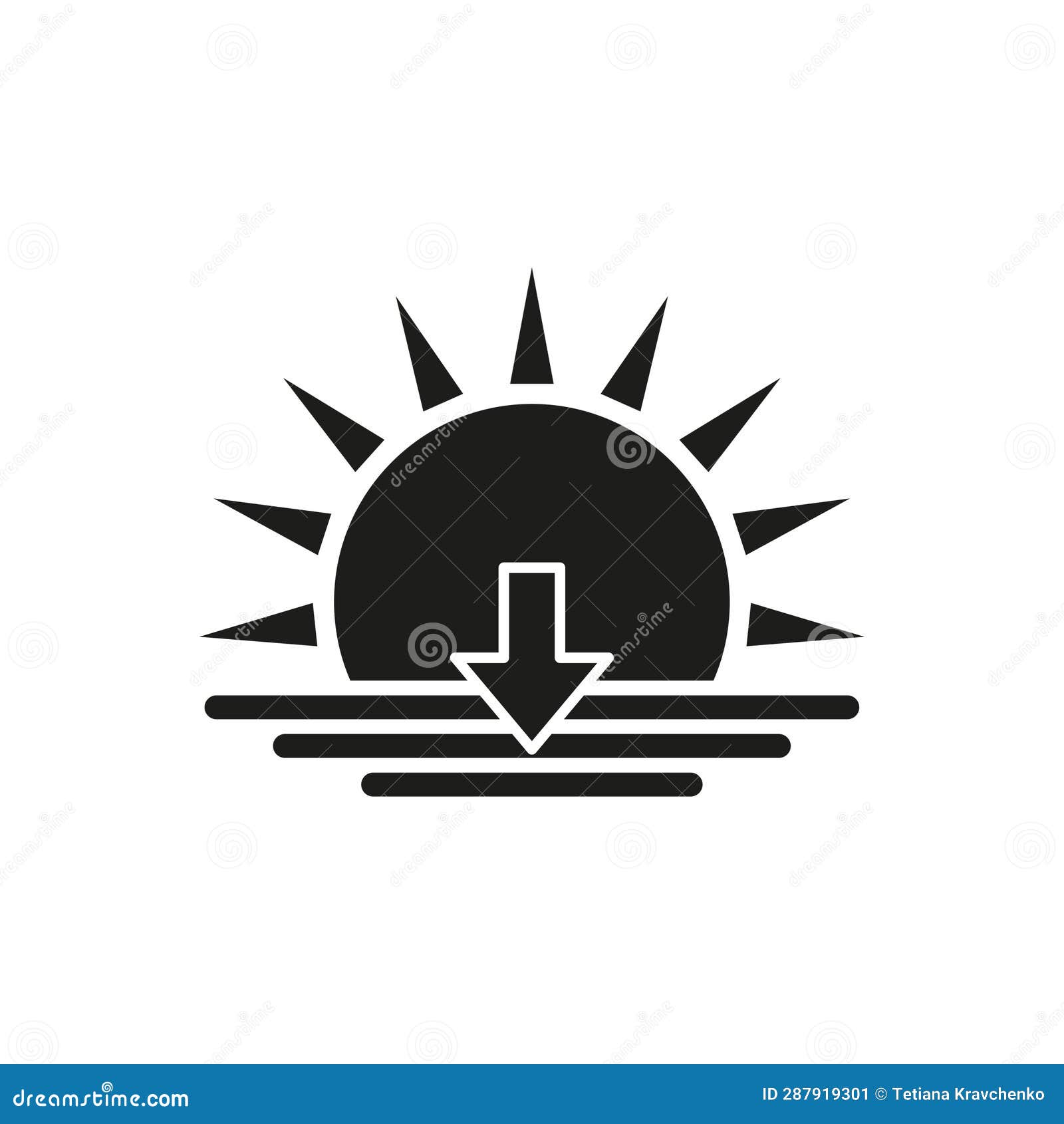 Sunset Icon with Arrow. Vector Illustration. EPS 10 Stock Vector ...