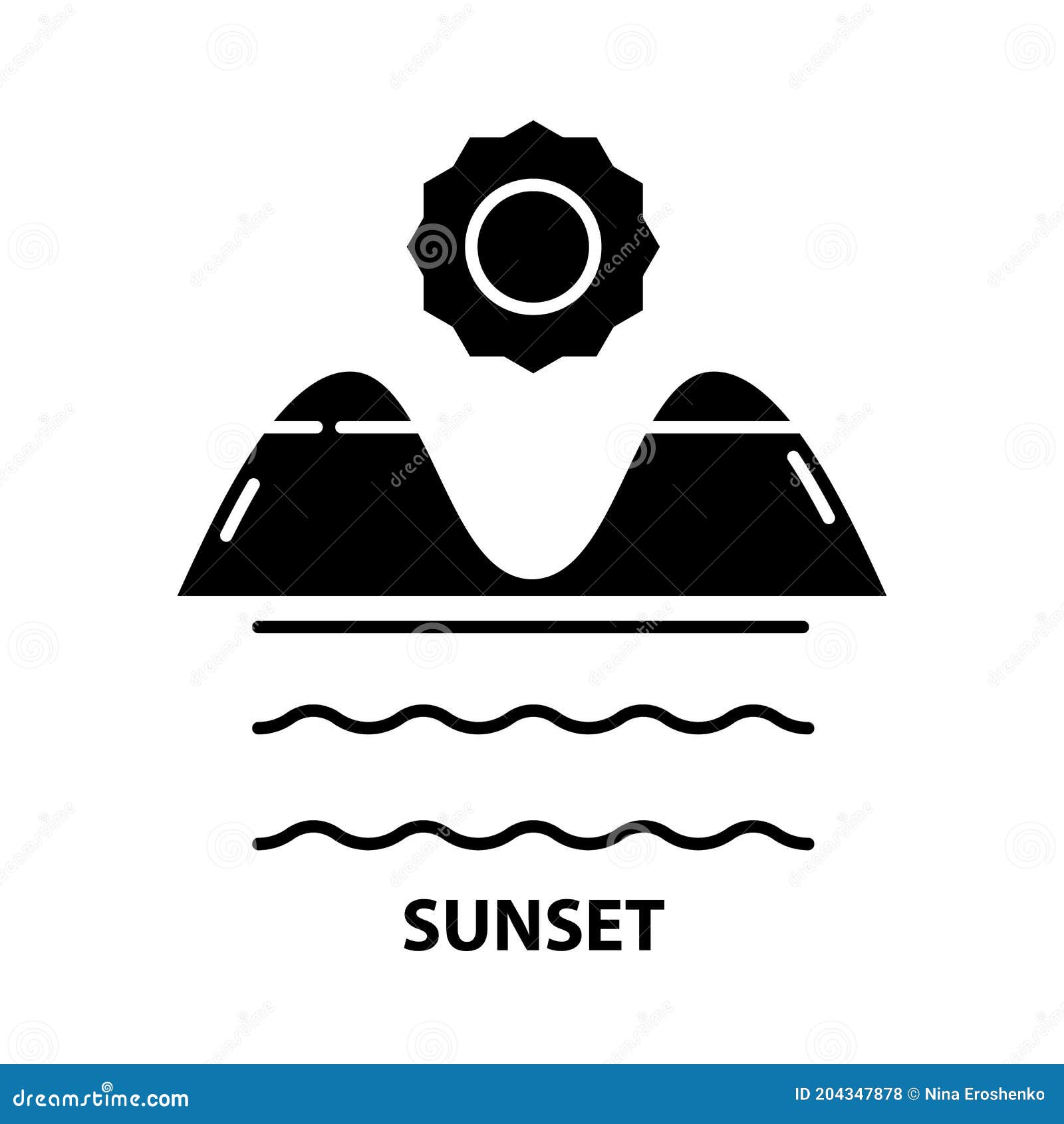 Sunset Icon, Black Vector Sign with Editable Strokes, Concept ...