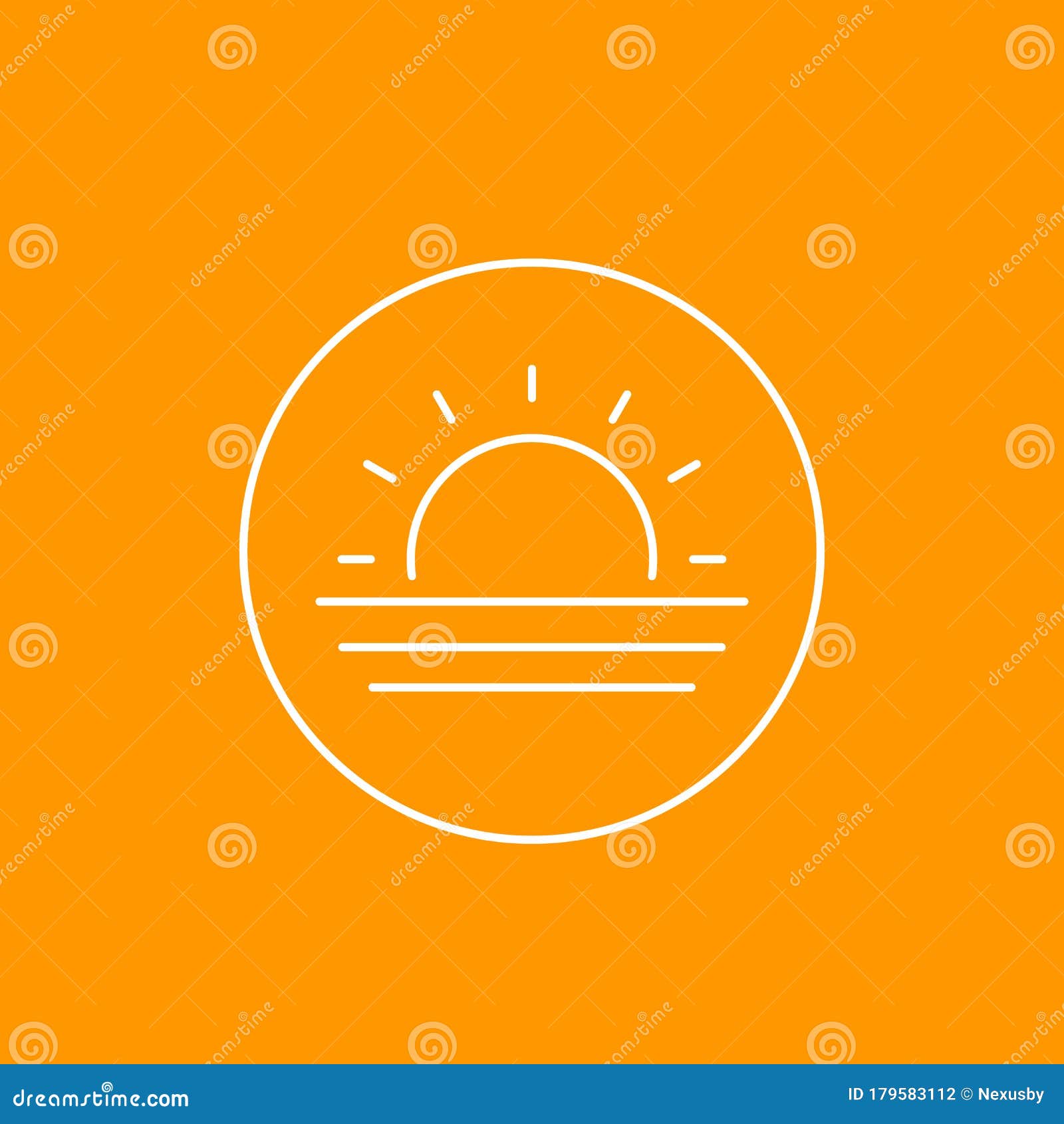 Sunset icon, linear stock vector. Illustration of sunbeam - 179583112