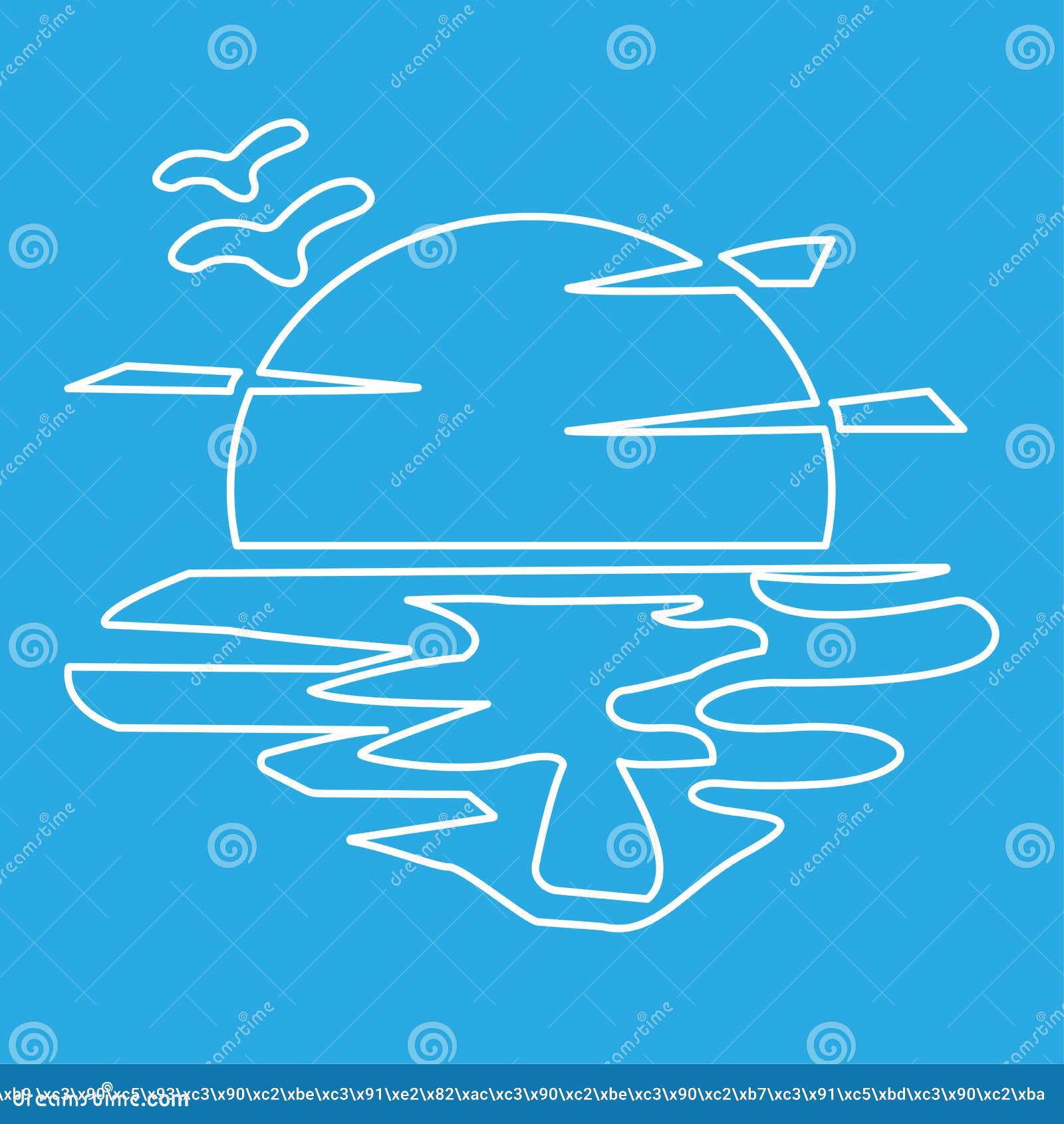 Sunset Icon on the Sea, Vector Illustration Stock Vector - Illustration ...