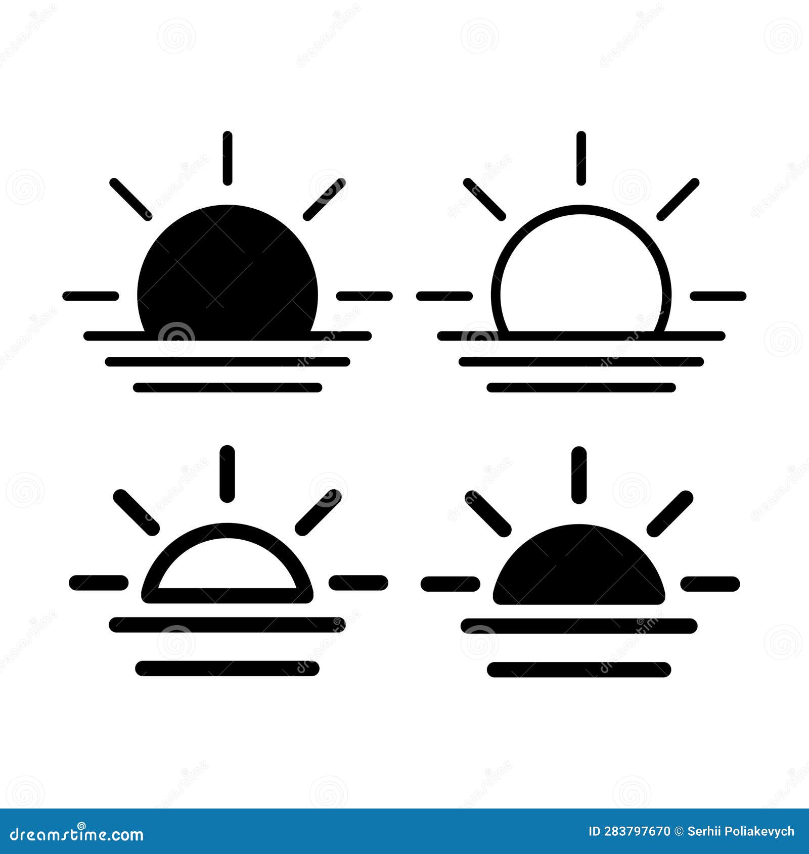 Sunset Icon. Sun Icon. Sunrise. Rising Sun Linear Icon. Vector ...