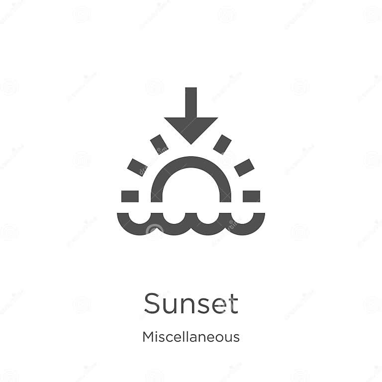 Sunset Icon Vector from Miscellaneous Collection. Thin Line Sunset ...
